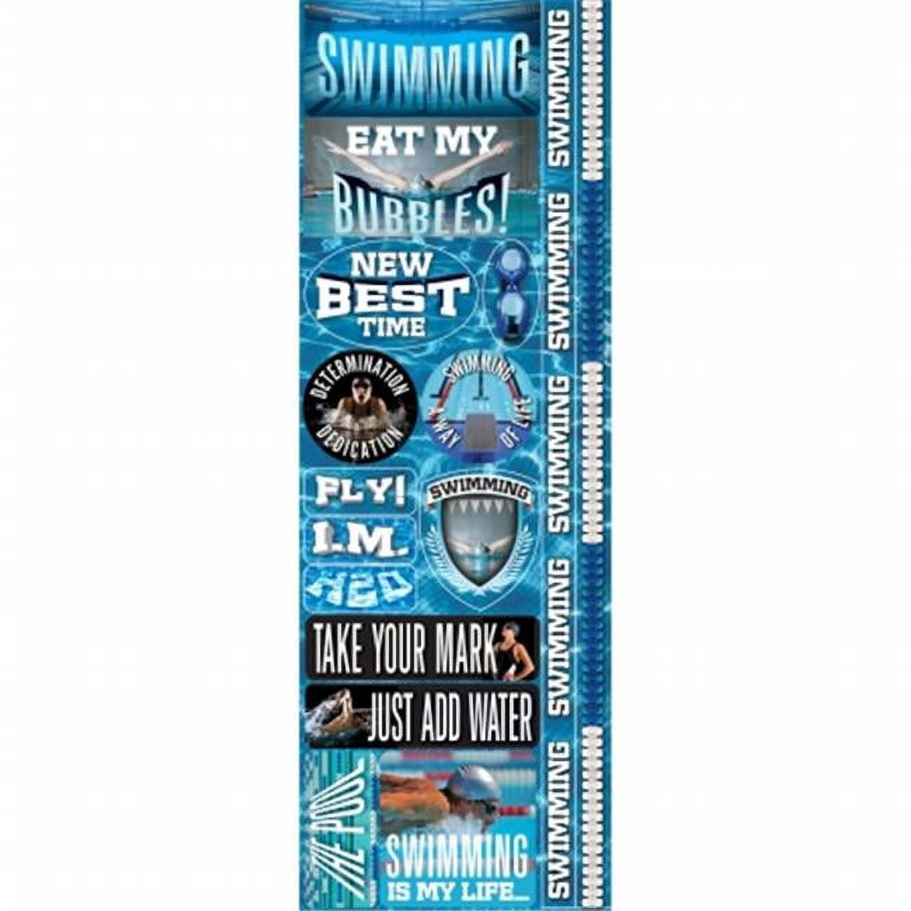 Real Sport Die-Cut Cardstock Stickers 4.25"X13"-Swimming Combo, Pk 6 ...