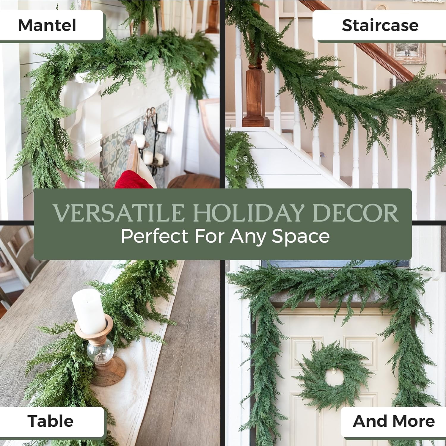 Real Touch Cedar Garland Artificial Realistic, Faux Cedar Garland ...
