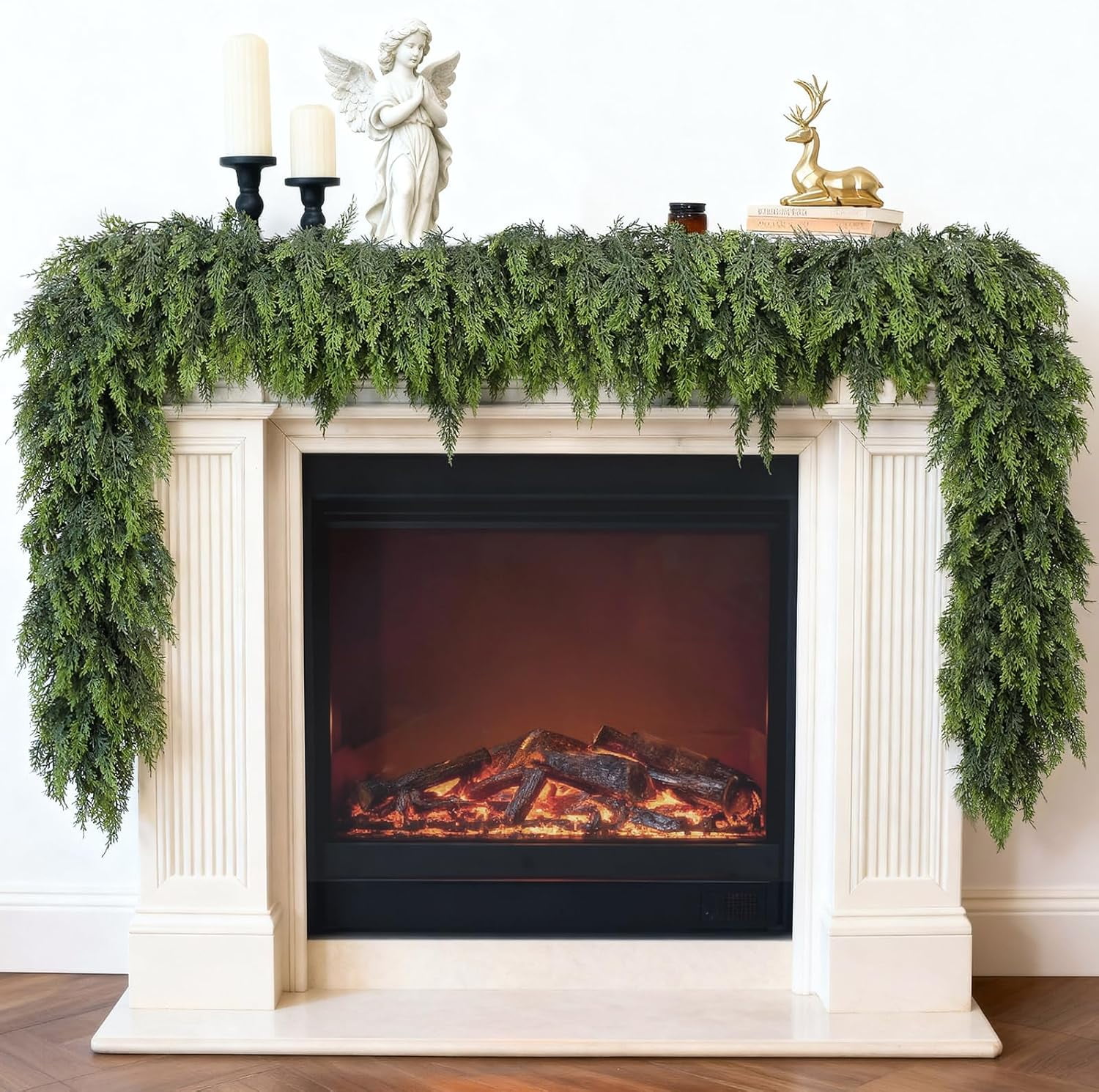 Real Touch Christmas Cedar Garland -9ft Artificial Garlands Faux Cedar ...