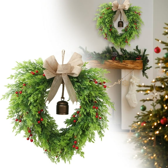 Real Touch Christmas Cedar Wreath, Realistic Artificial Cedar Wreaths ...