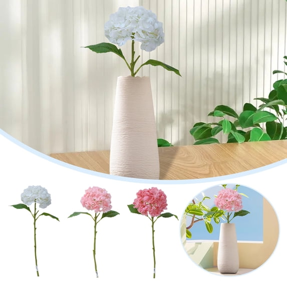 Real Touch Hydrangea Artificial Flowers, 19" Latex Hydrangea with Stems ...
