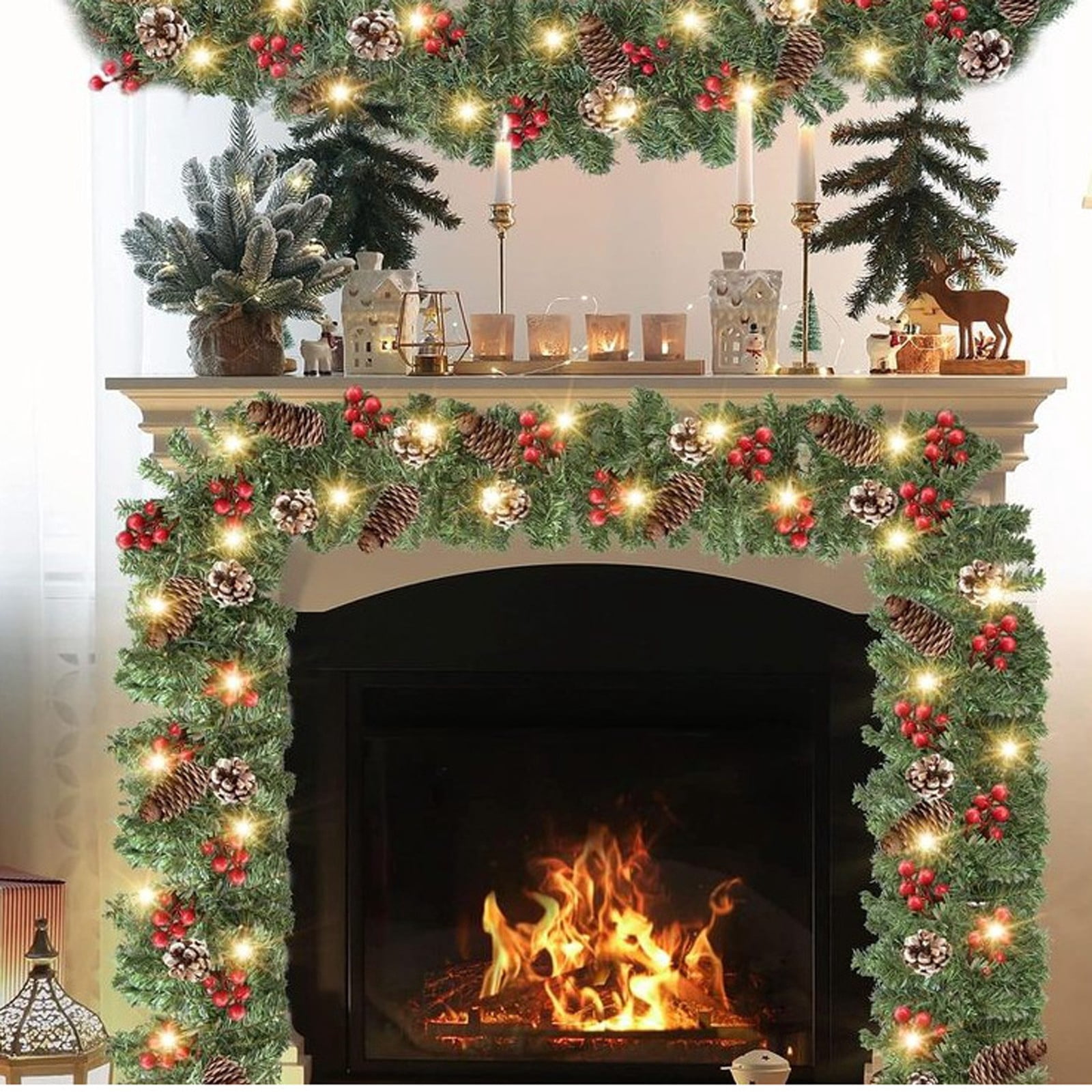 Real Touch PE Christmas Garland 8.83FT Full and Lifelike Holiday ...