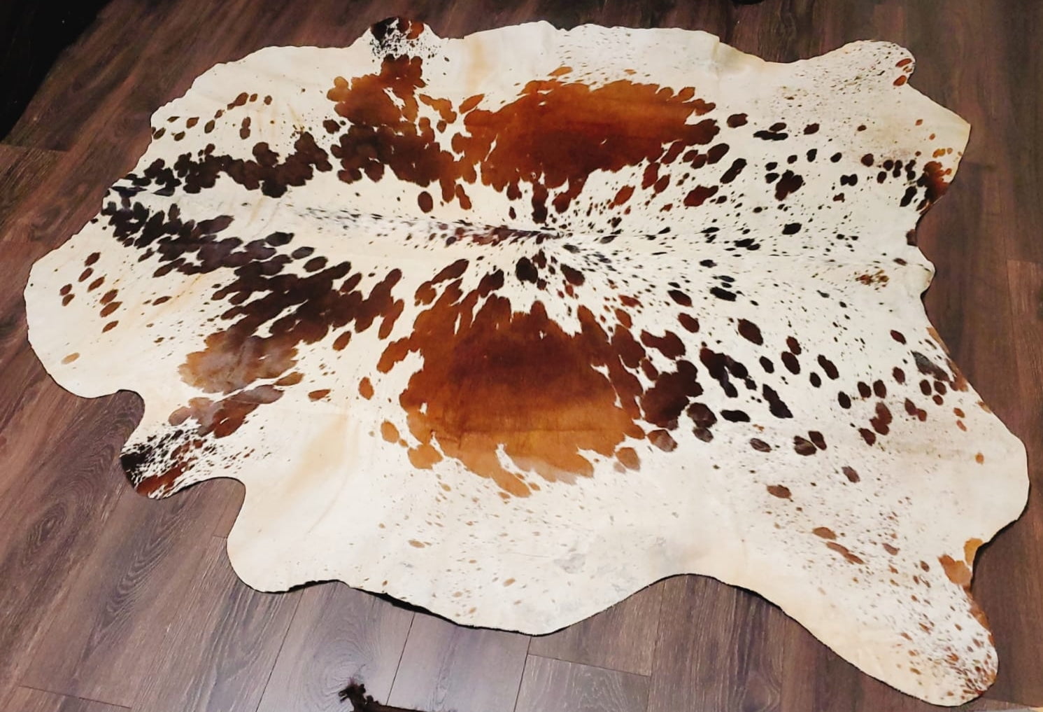 Real Tricolor Cow Skin Area Rug Hair on Leather Hide 6.5 ft X 6.5 ft ...