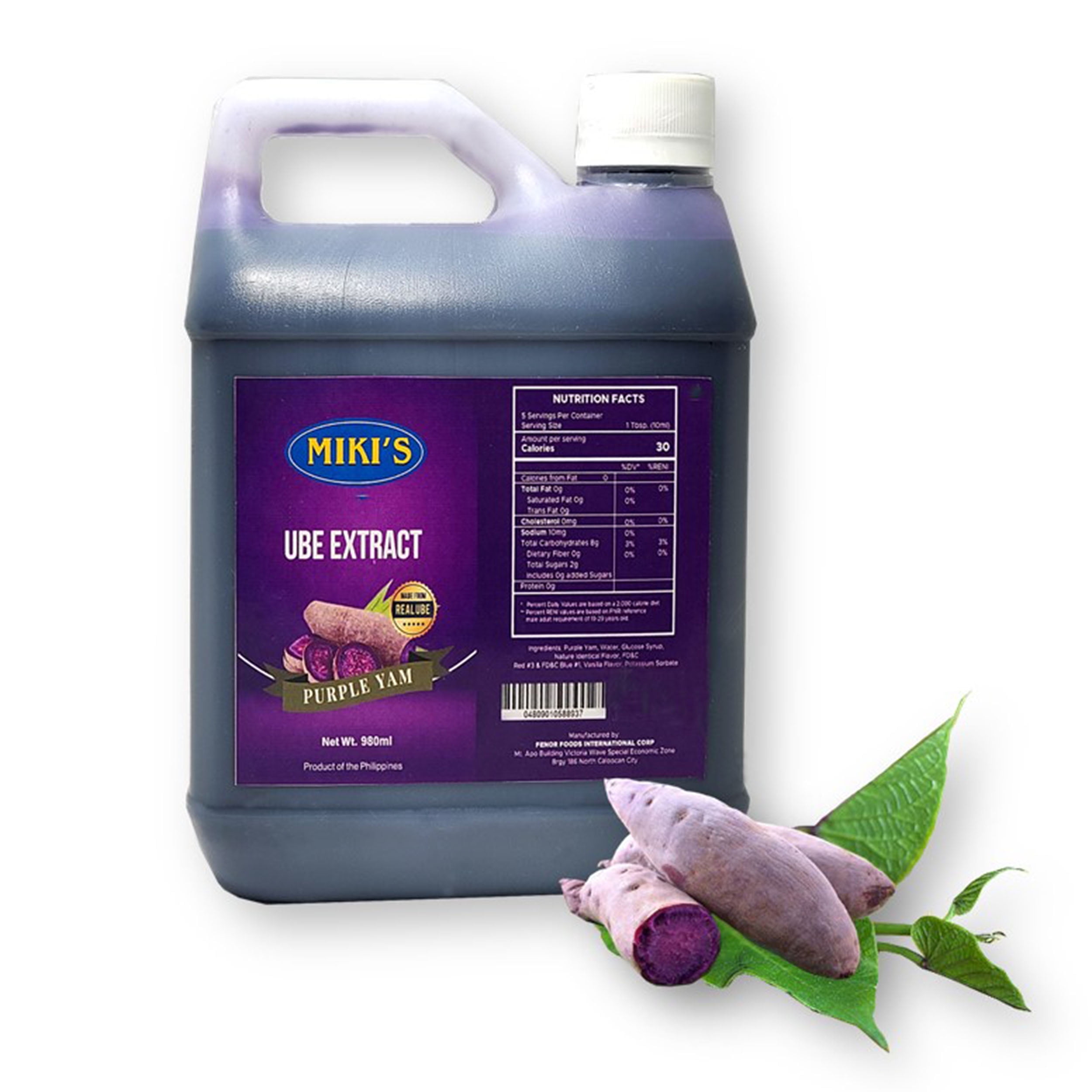 Miki's Real Ube Purple Yam Liquid Flavoring Extract, Natural, 980 ML ...