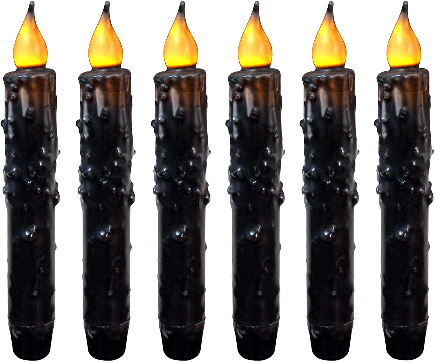 Real Wax Hand Dipped Battery Operated LED Timer Taper Candles Rustic ...