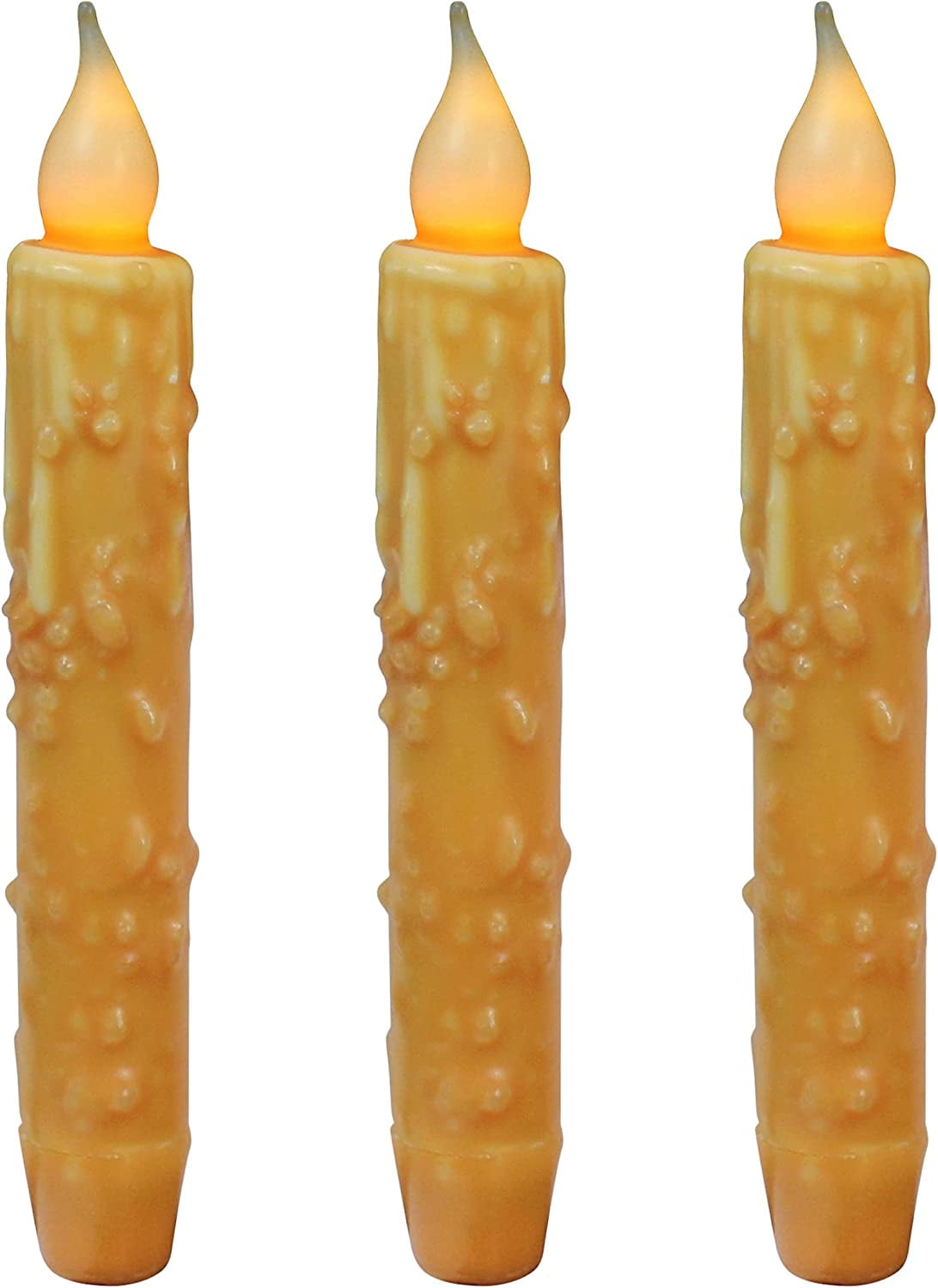 Real Wax Hand Dipped Battery Operated LED Timer Taper Candles Rustic ...