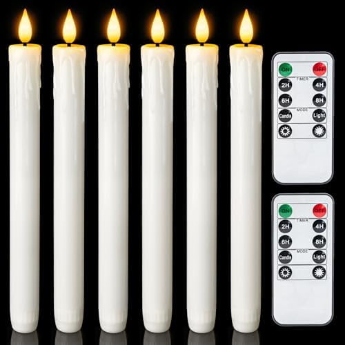 Real Wax LED Flameless Taper Candles with Timer, Dripless Fake ...