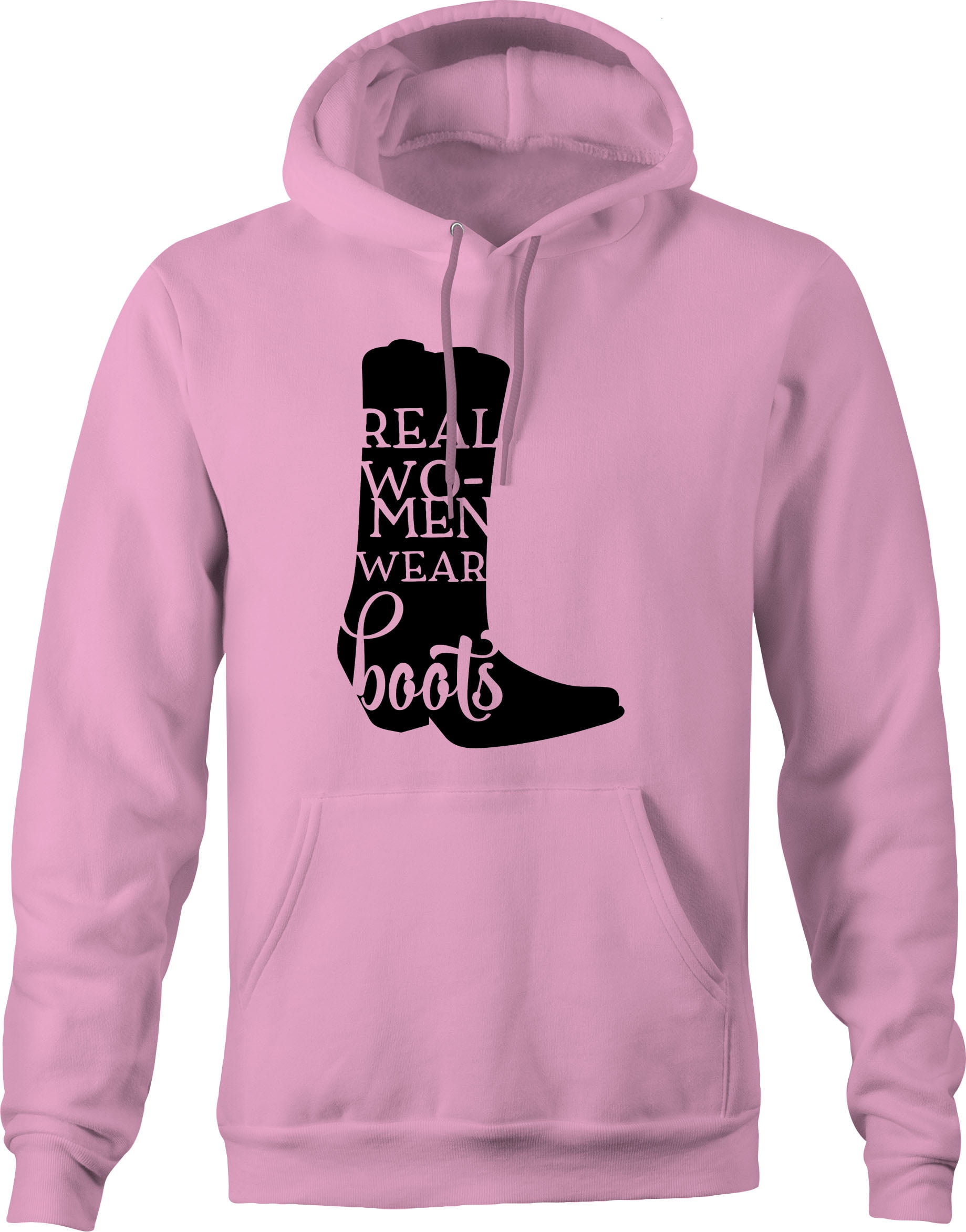 Real Women Wear Boots Hard Worker Country Yeehaw Barn Pink XL Hoodie ...
