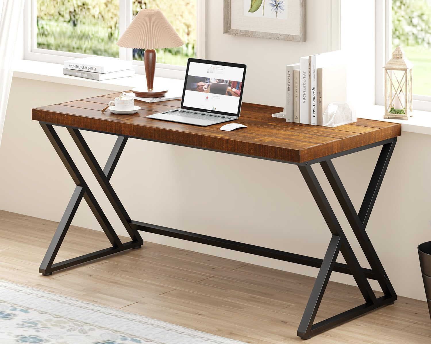 Real Wood Computer Desk Modern Natural Wood Office Desk Rustic Solid ...
