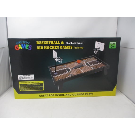 Real Wood Games Shoot and Score 2-in-1 Air Hockey and Basketball ...
