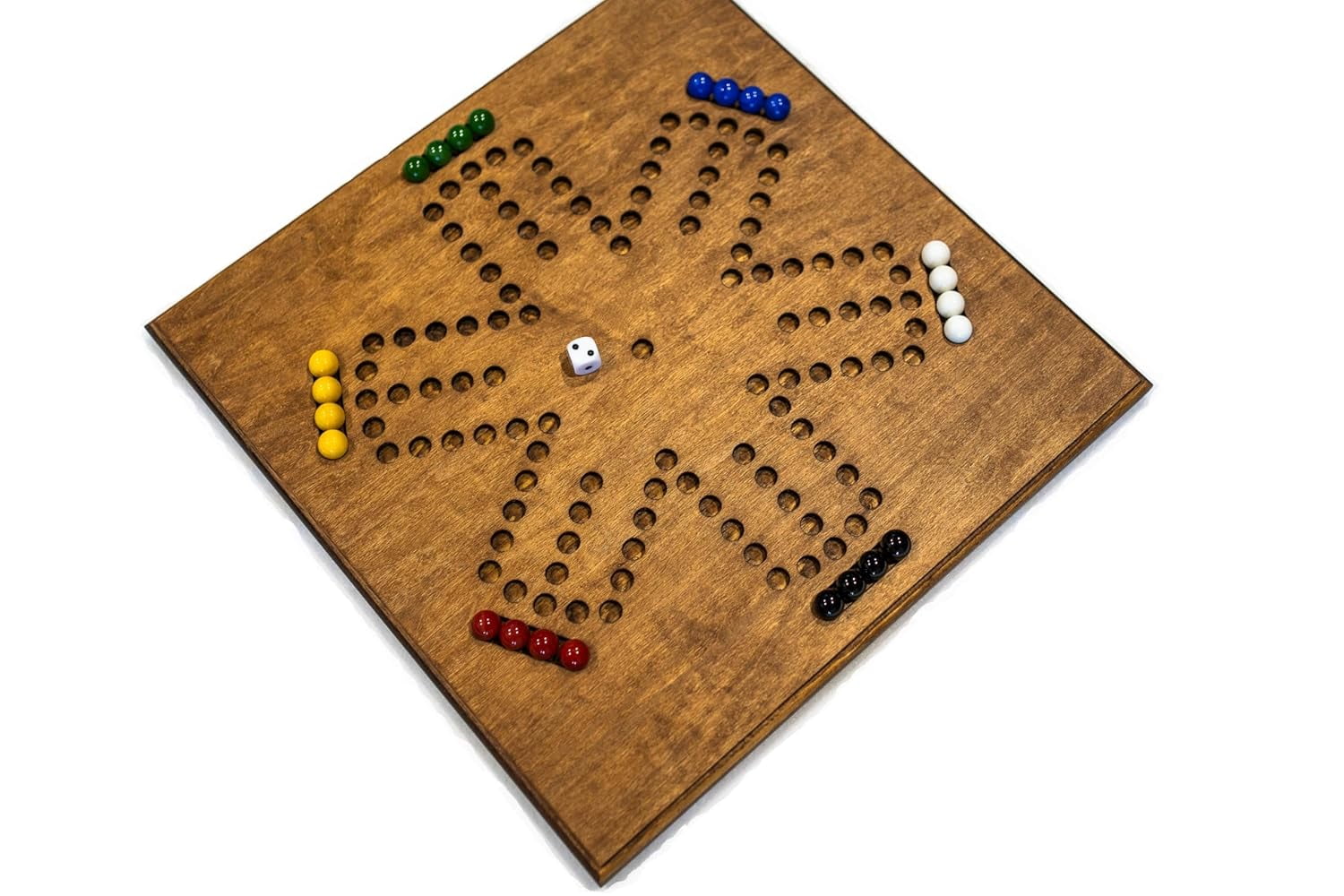 Real Wood *** WAHOO/MARBLES 16x16" BOARD with marbles & dice *** 6 ...