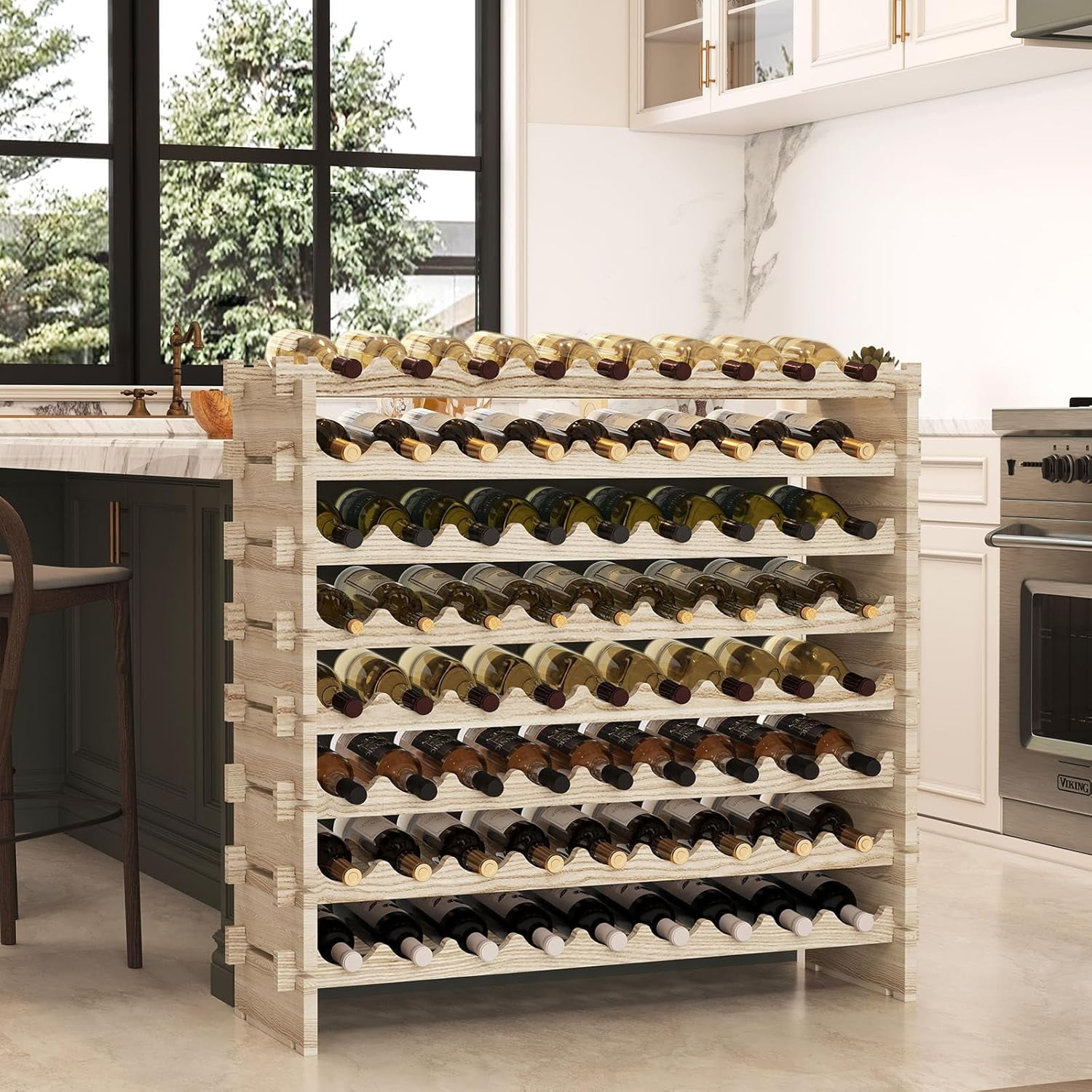 Real Wood Wine Rack Freestanding Floor, Stackable Wine Storage Solution ...