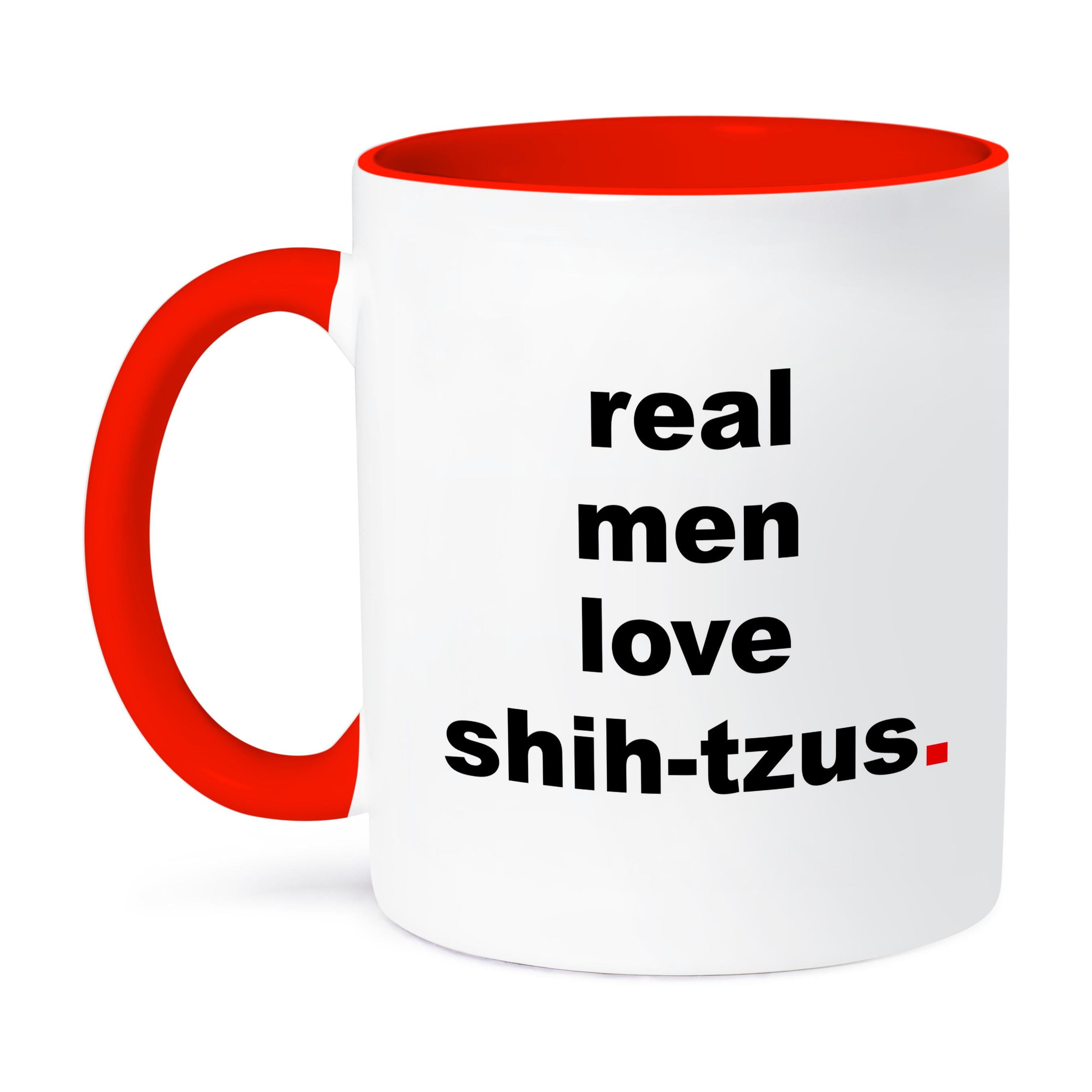 3dRose, Real men love shih-tzus, 15oz Two-Tone Red Mug - Walmart.com