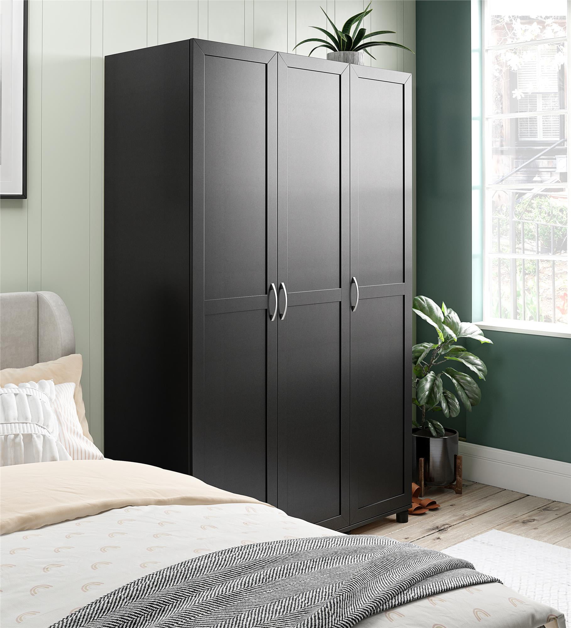 RealRooms Basin Framed 3 Door Wardrobe, Black - Walmart.com