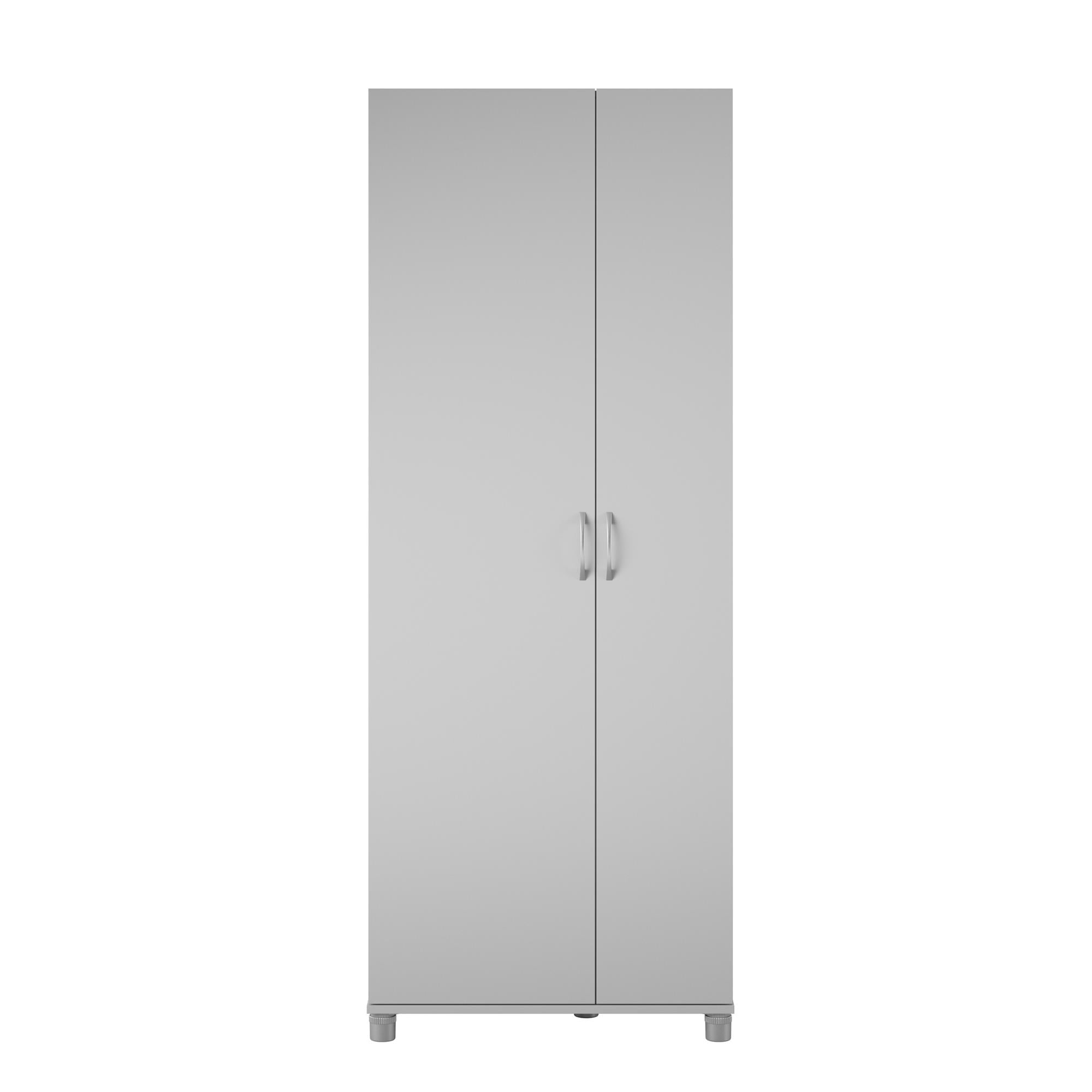 RealRooms Basin Tall Asymmetrical Storage Cabinet with Feet, Dove Gray ...