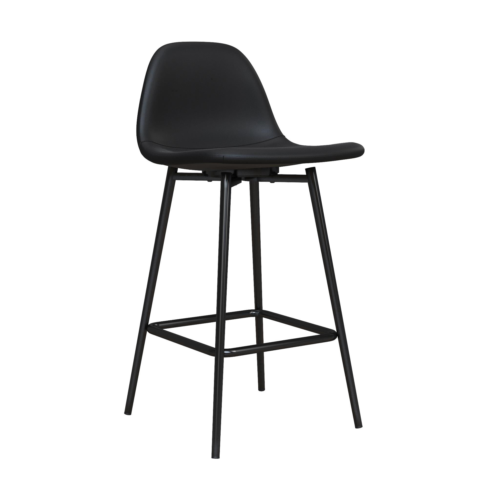 RealRooms Brandon Black Faux Leather Upholstered Counter Stool ...