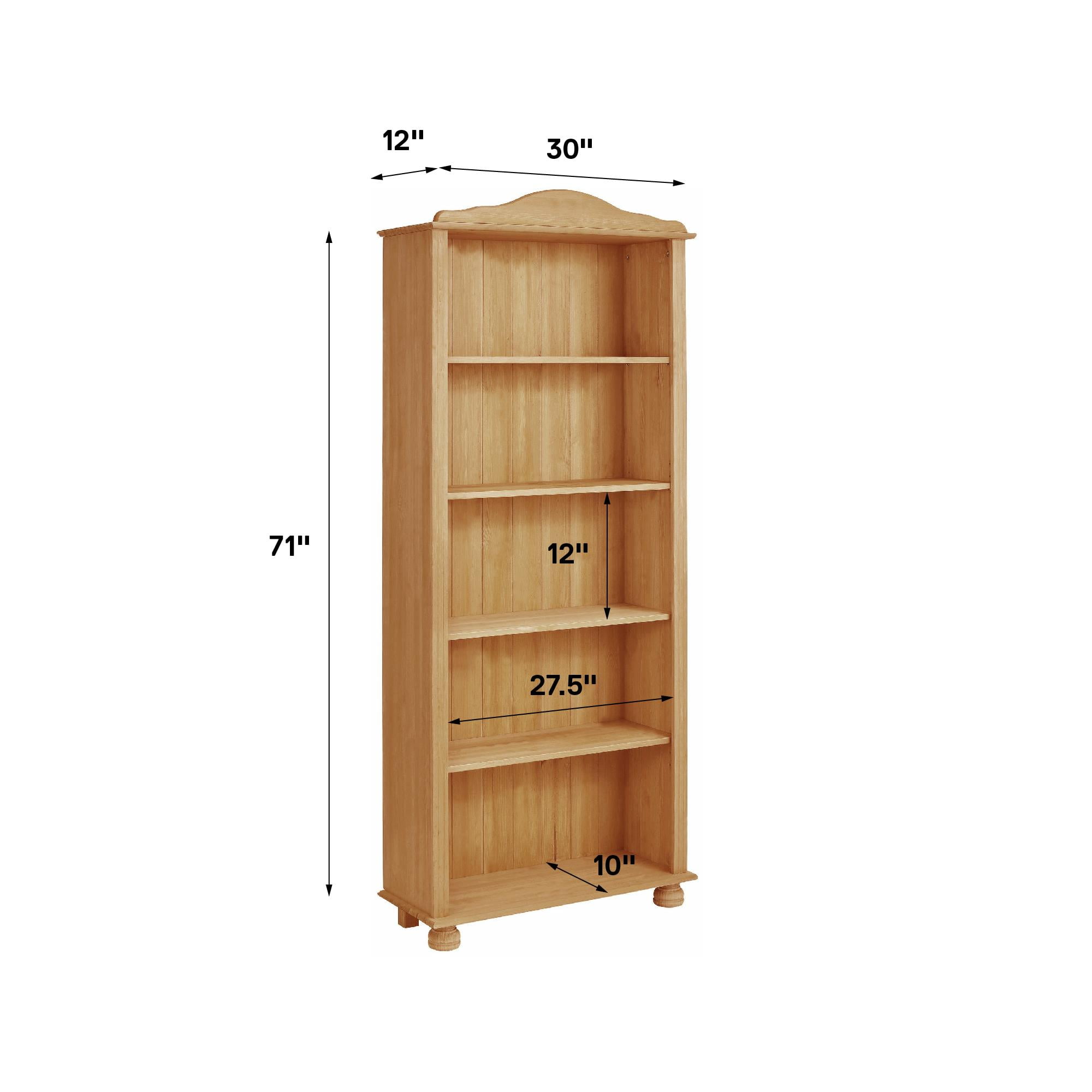 RealRooms Chester Tall Wood Bookshelf, Curved Brazilian Pine, 5 Shelf ...