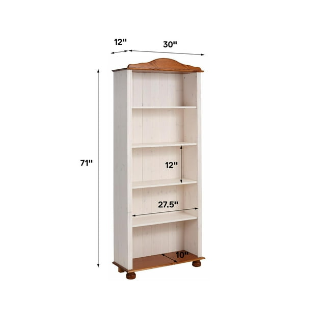 RealRooms Chester Tall Wooden Light Wood Bookshelf, 5 Shelf Open ...