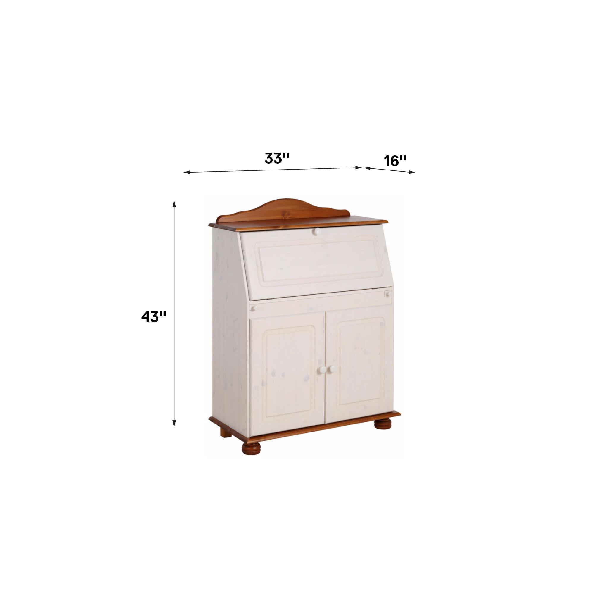 RealRooms Chester Farmhouse Style Small Office Desk, Solid Wood with ...