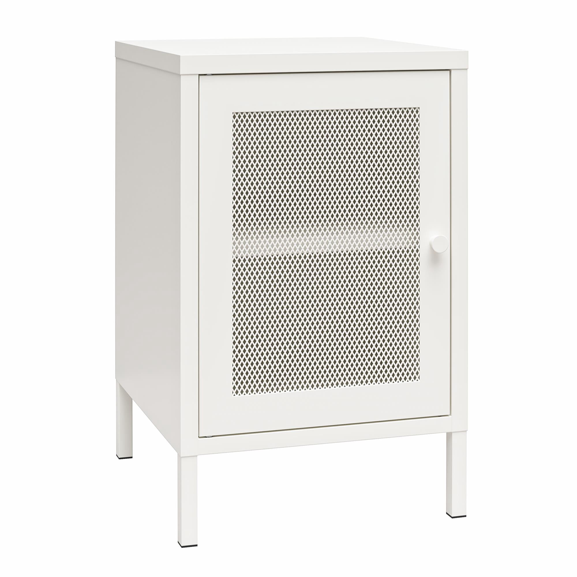 RealRooms Shadwick 1 Door Metal Living Room End Table with Perforated ...