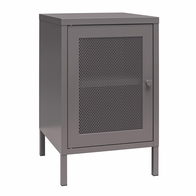 RealRooms Shadwick 1 Door Metal Locker Style End Table with Perforated ...