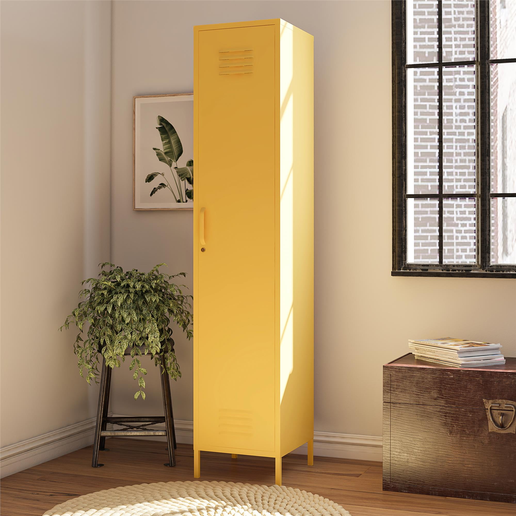 RealRooms Shadwick Tall Single Metal Locker, Steel Shelves, Pantry ...