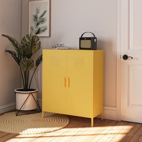 RealRooms Shadwick 2 Door Metal Locker Style Accent Storage Cabinet ...
