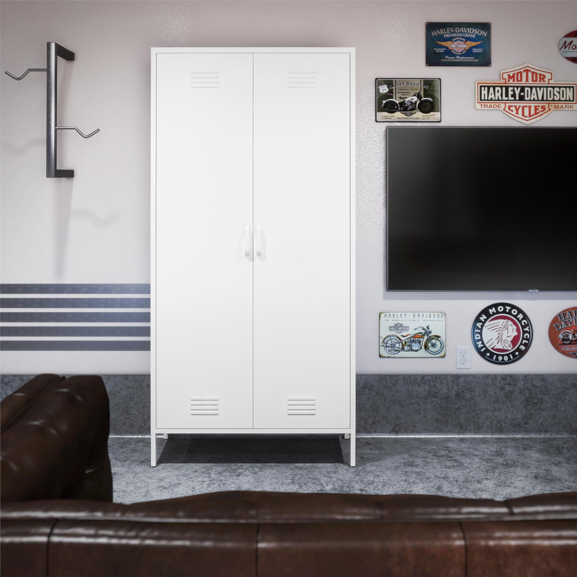 RealRooms Shadwick 2 Door Tall Metal Locker Style Storage Cabinet ...