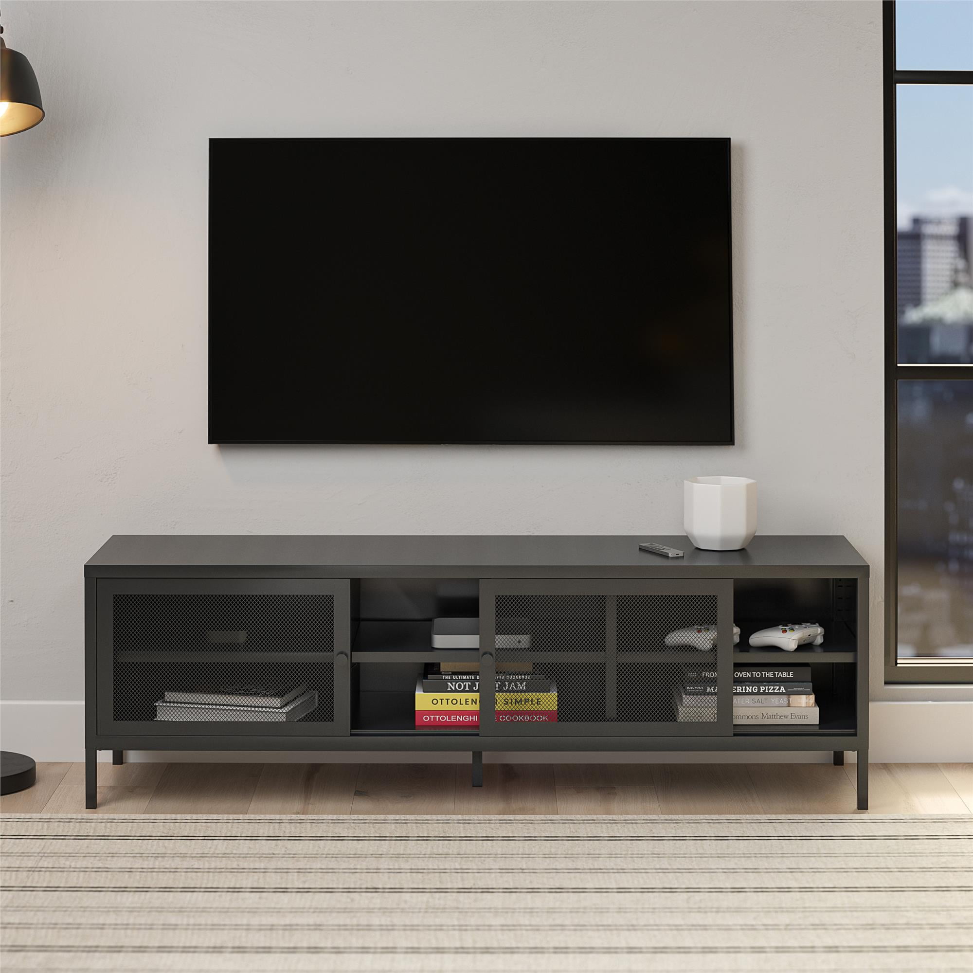 RealRooms Shadwick Metal TV Stand for TVs up to 65" with Perforated ...