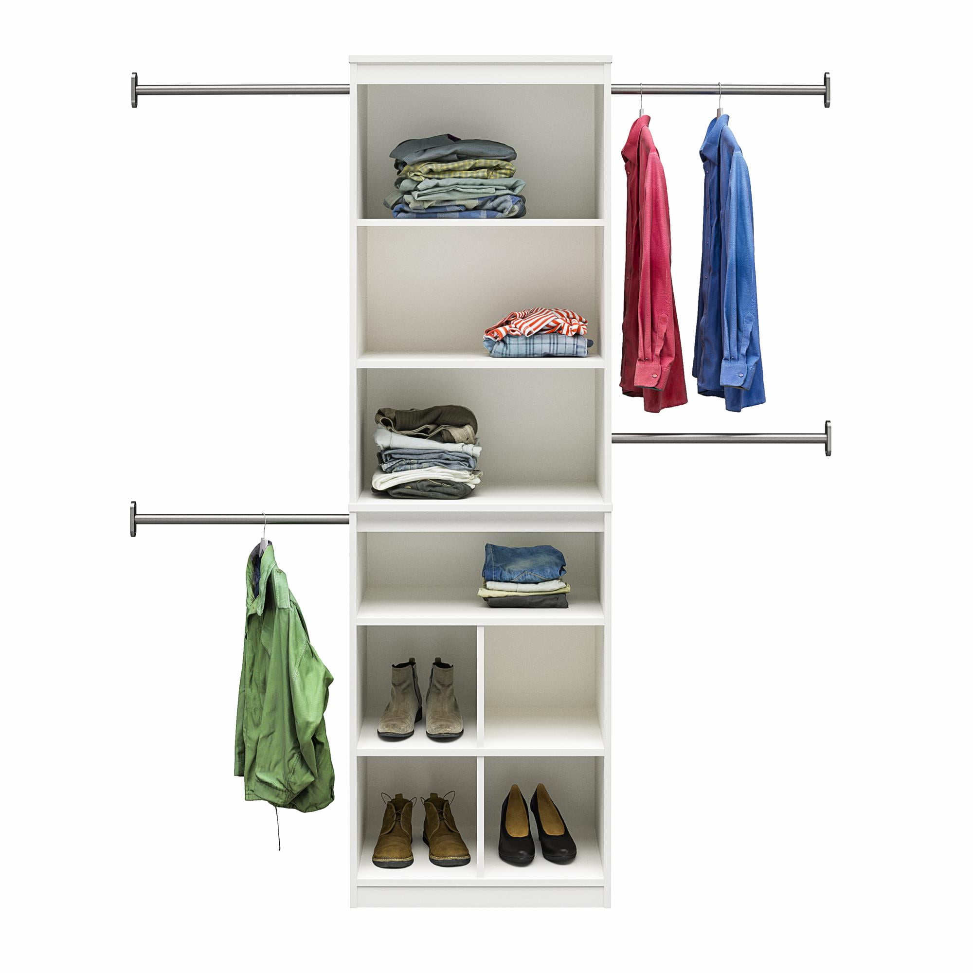 RealRooms Summer Haven White Wardrobe Closet Tower, Tall Bedroom ...