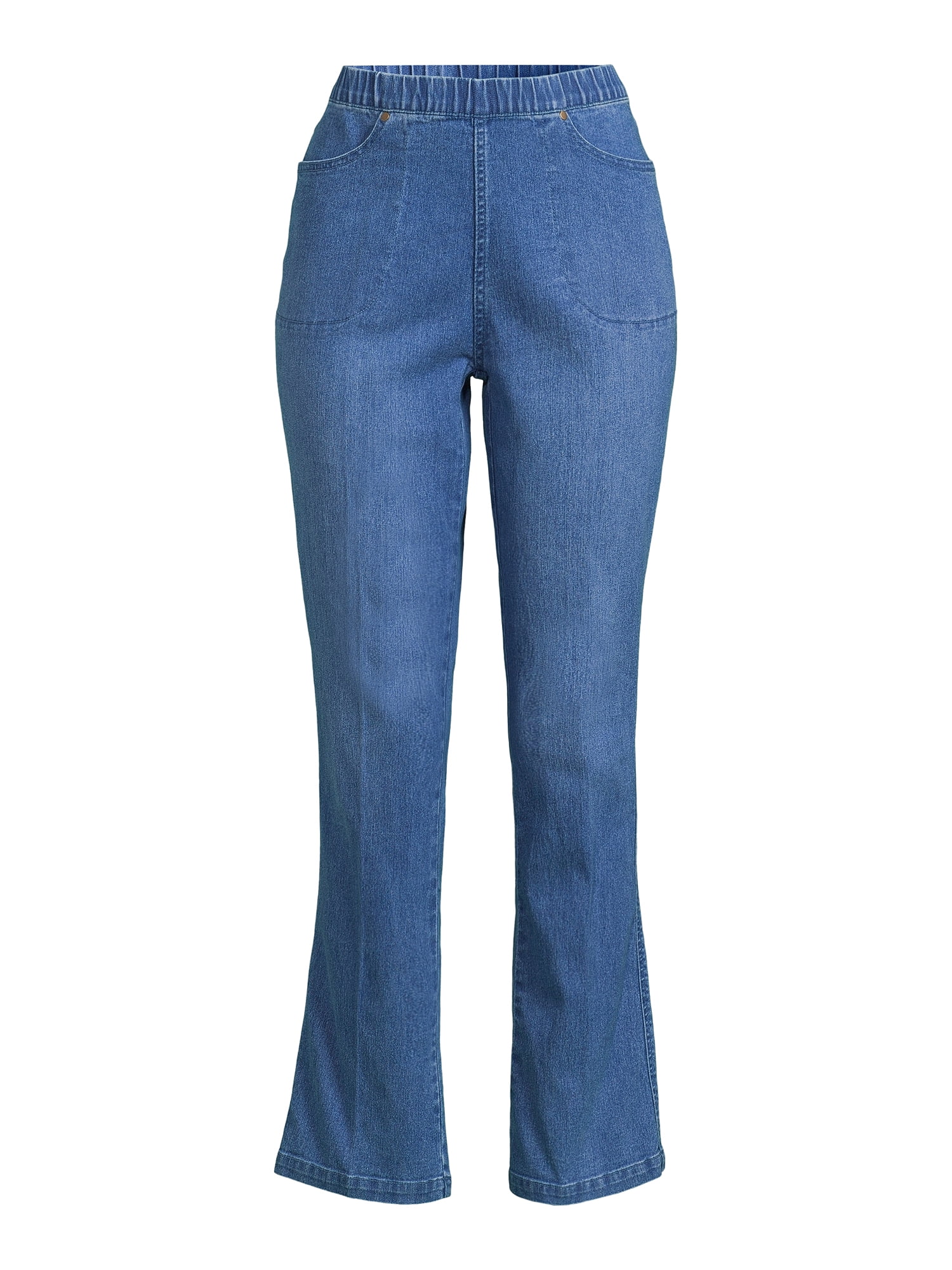 RealSize Women's 4 Pocket Stretch Pull On Bootcut Jeans, Sizes S-XXL ...