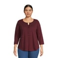 RealSize Plus Size Keyhole Tee - 3/4 Sleeves - Walmart.com