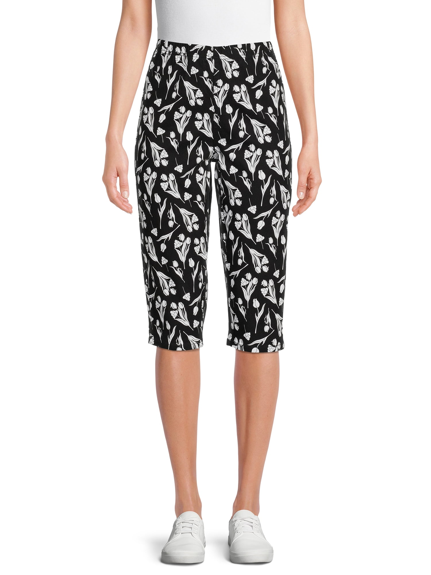 RealSize Women's Pull On Print Capri Pants, 17” - Walmart.com