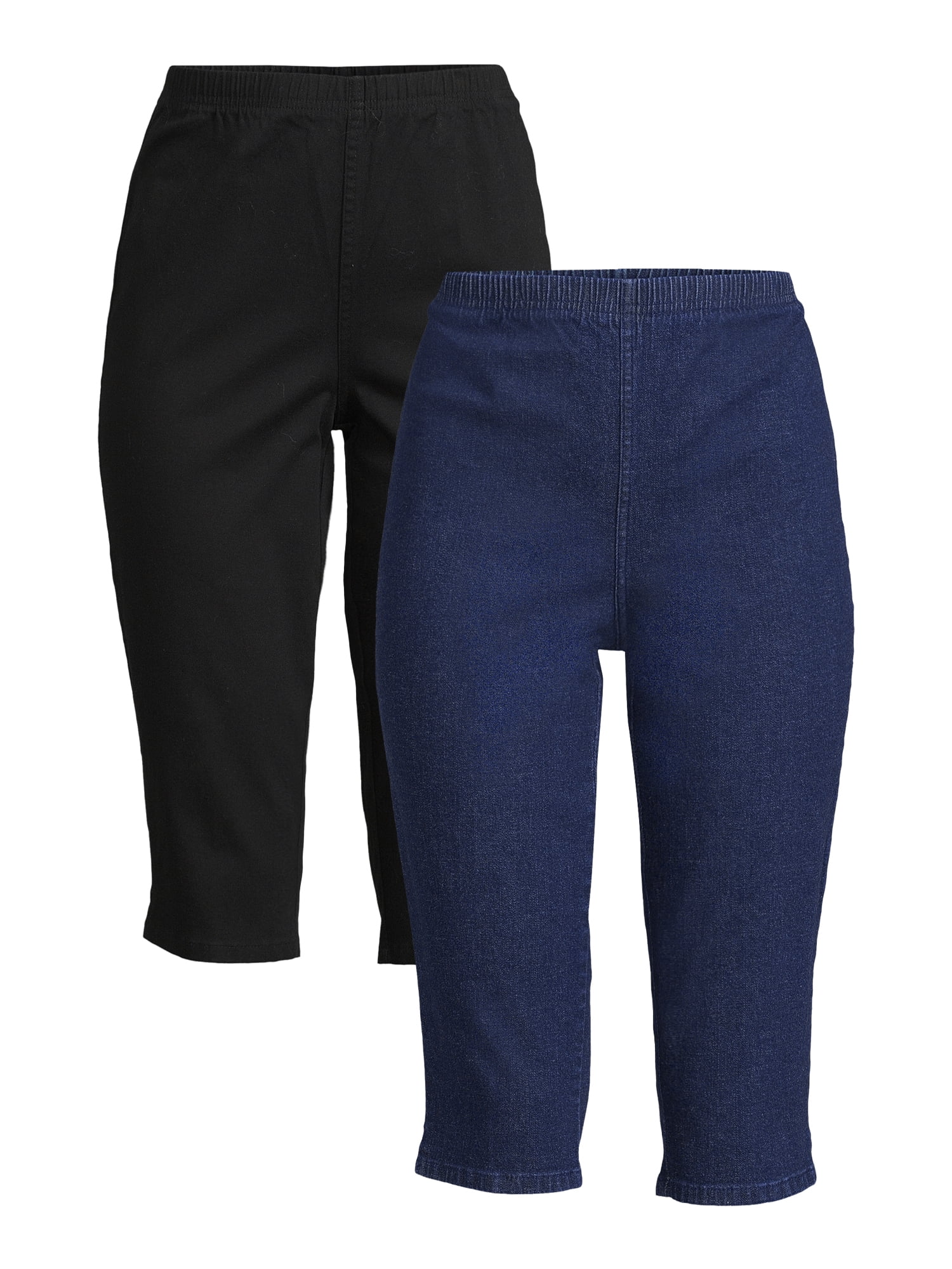 RealSize Women’s Pull On Stretch Capri Pants, 2-Pack - Walmart.com