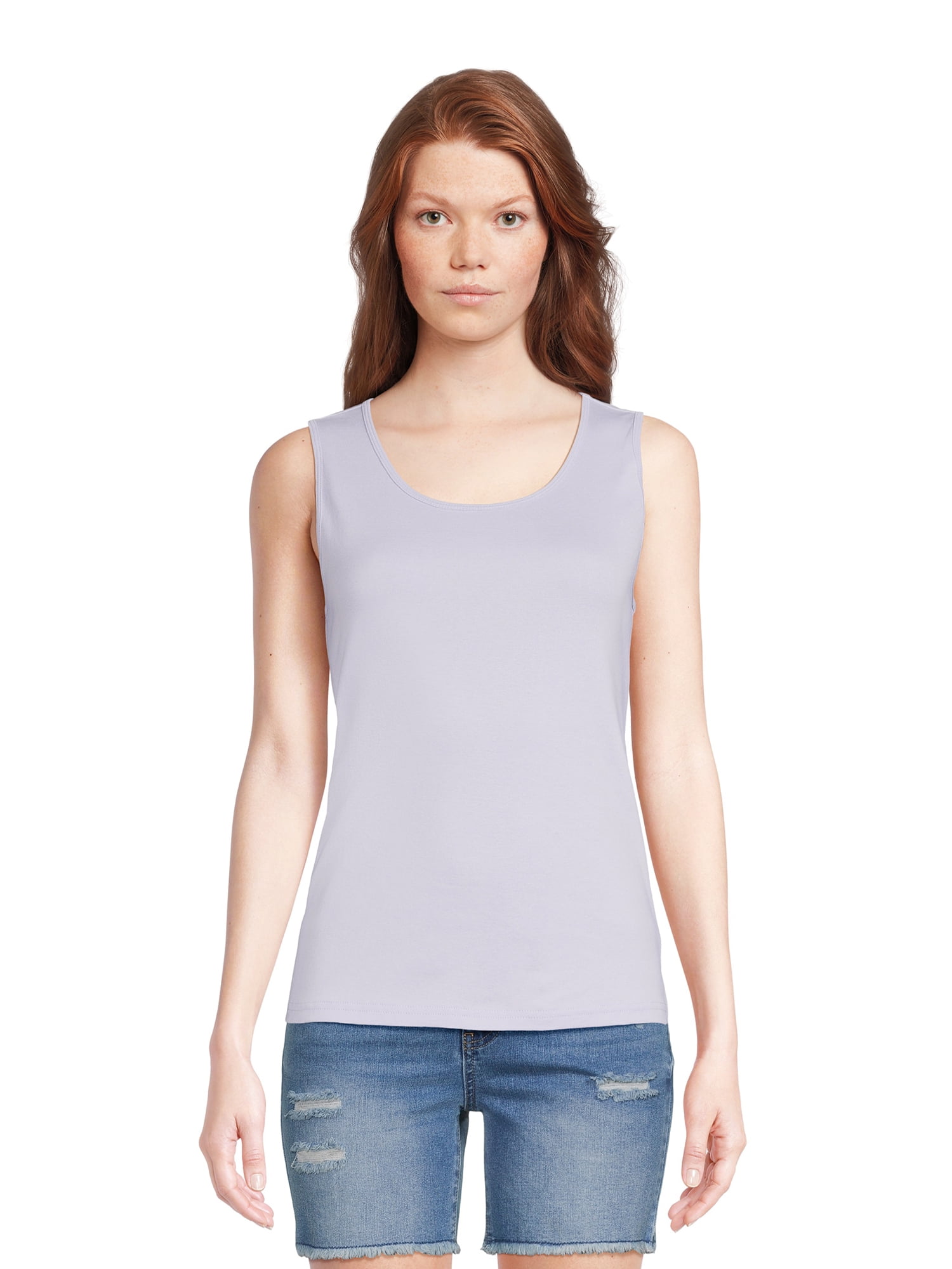 RealSize Women's Rib Muscle Tank Top, XS-3XL, 100% Cotton, Sleeveless ...
