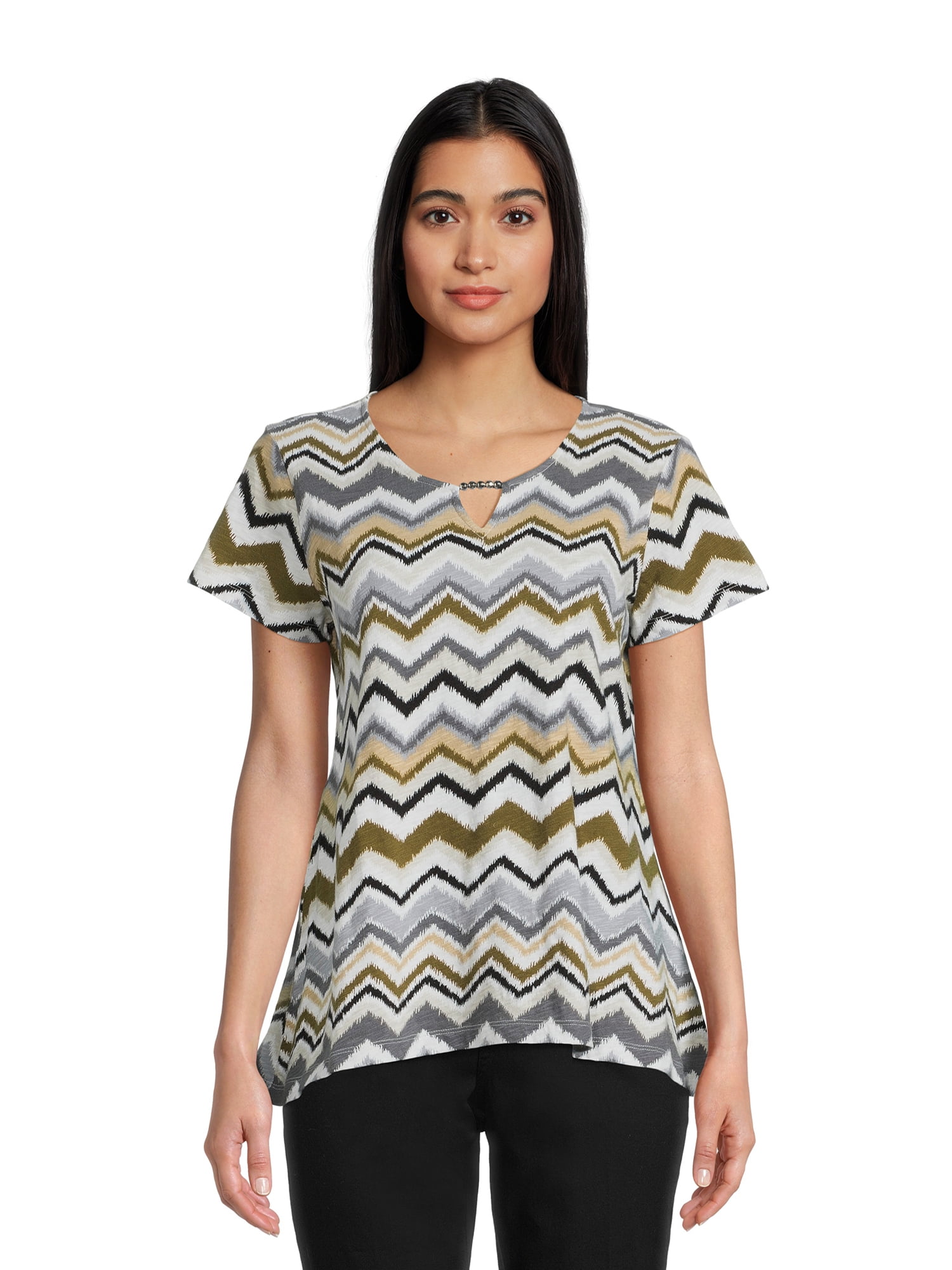 RealSize women's Sharkbite Hem Tee - Beaded Detail - Walmart.com