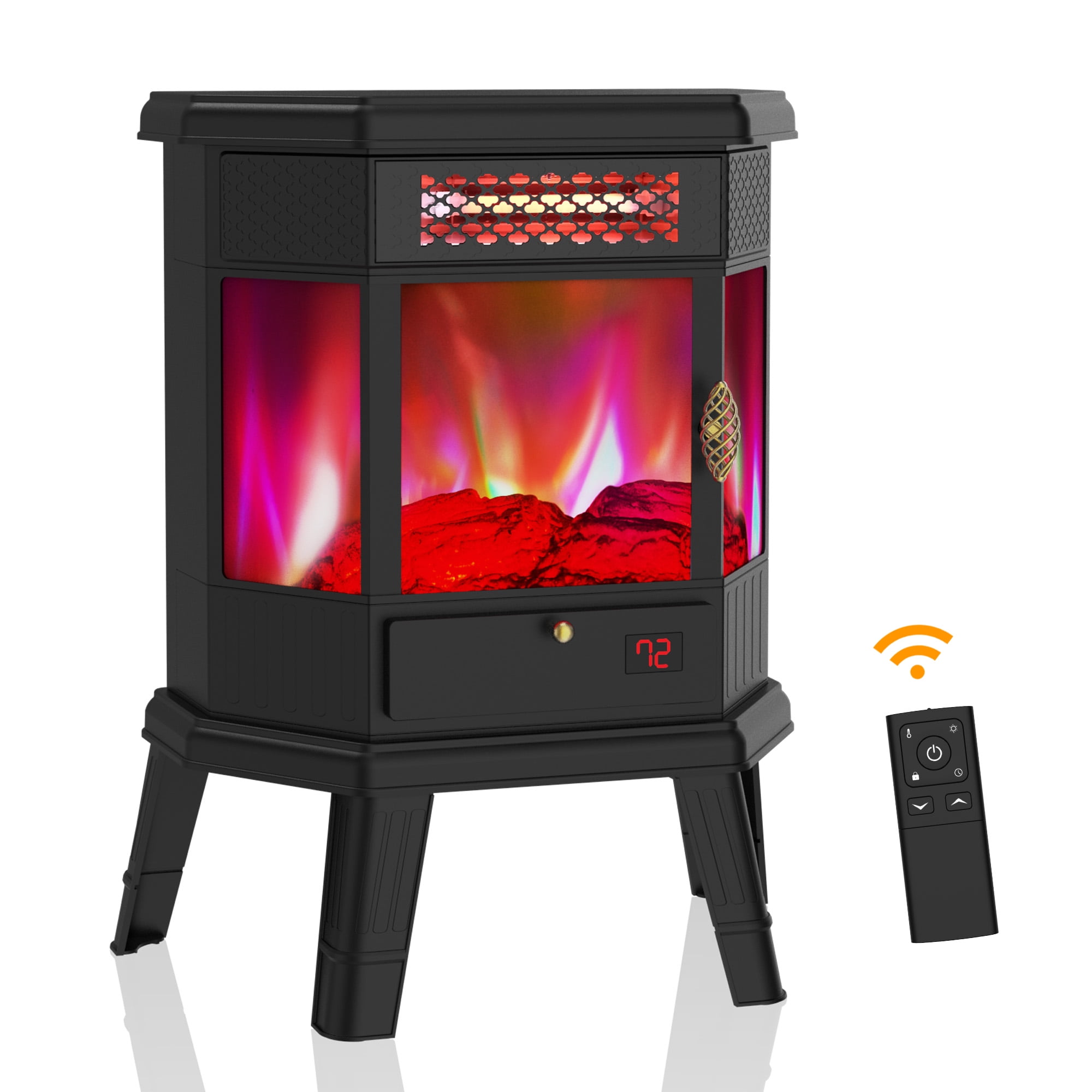 RealSmart Electric Fireplace Heater, 1500W Infrared Fireplace Stove ...