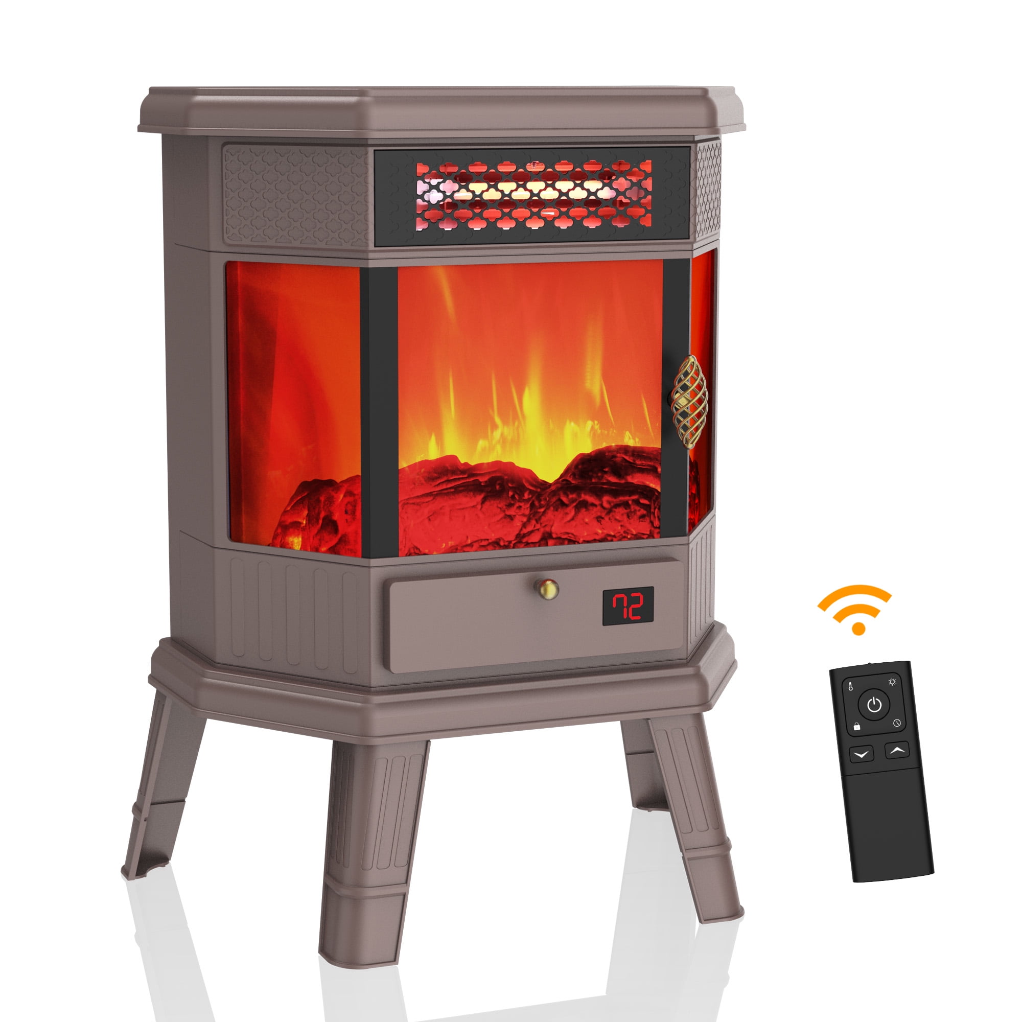 RealSmart Electric Fireplace Heater, 1500W Infrared Fireplace Stove ...