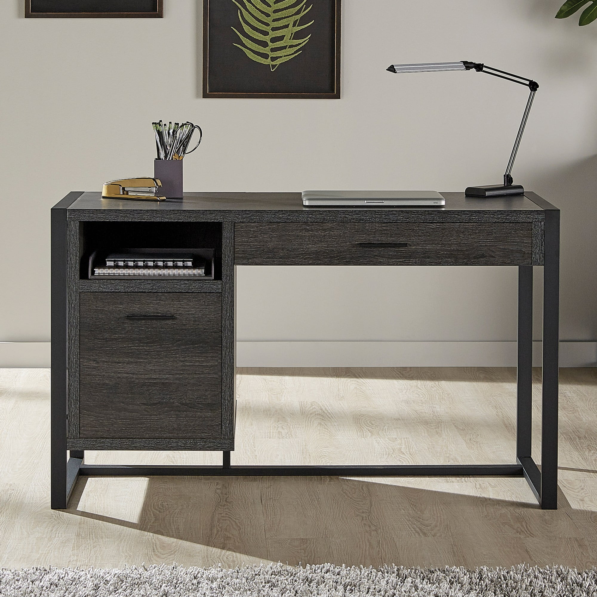 RealSpace DeJori 51-inch Writing Desk, Charcoal - Functional Home ...