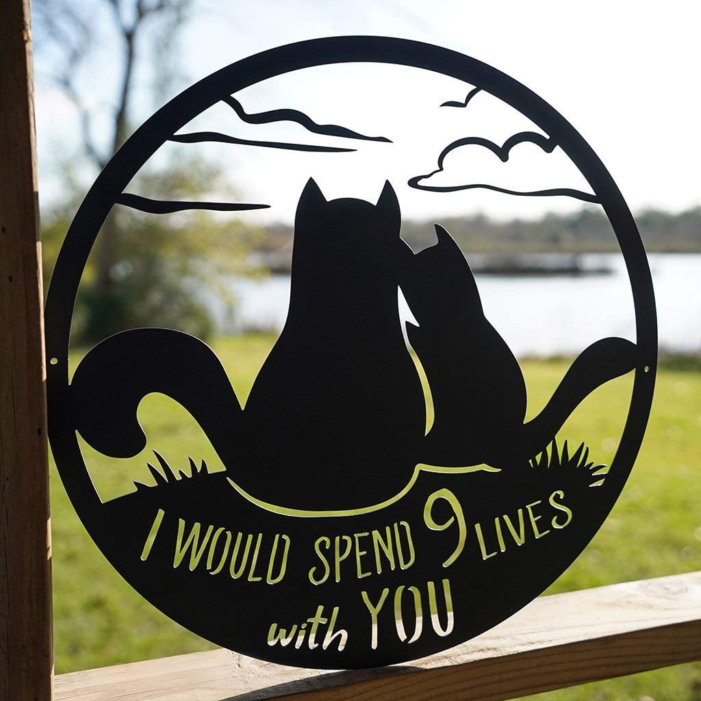 RealSteel 9 Lives Together Cats Sign - Valentine’s Day Metal Wall Art ...