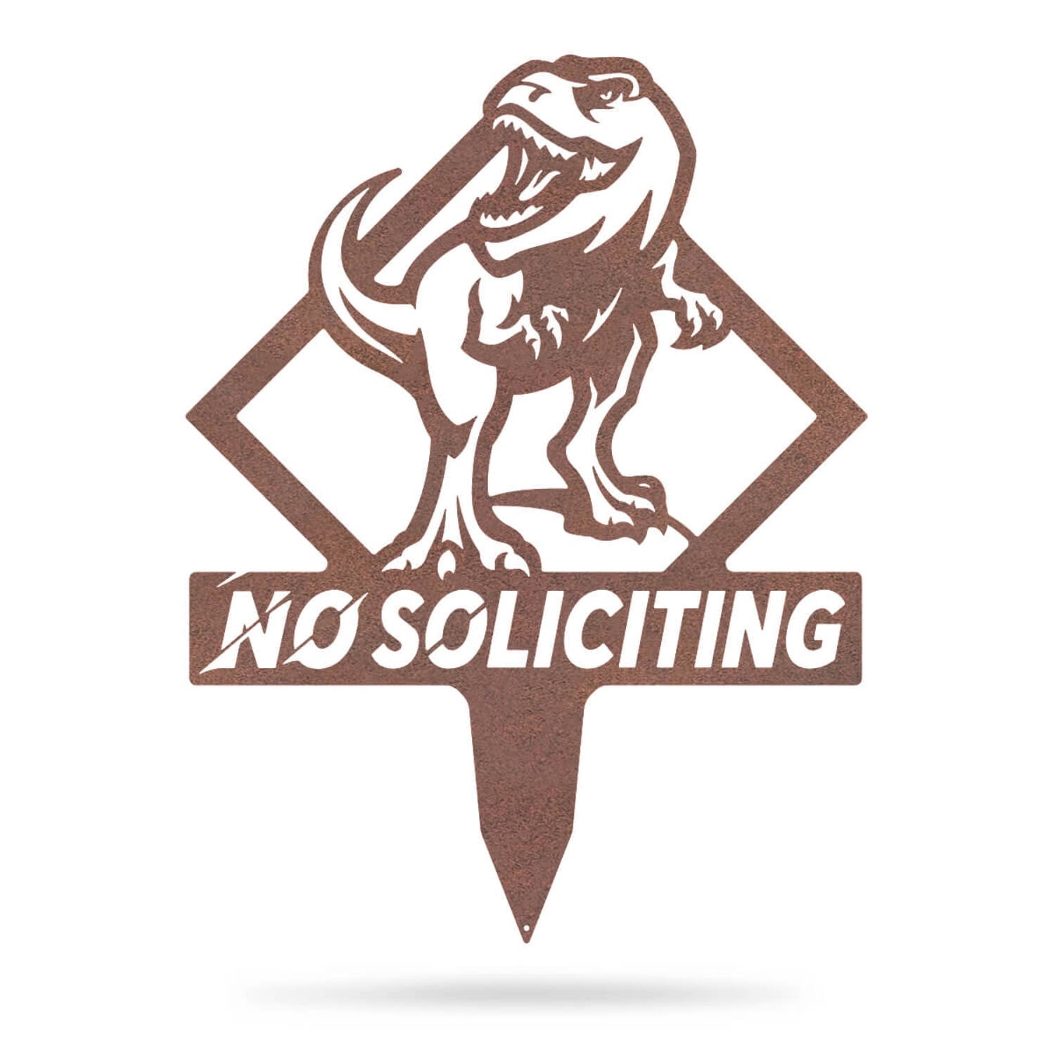 RealSteel Garden Art - No Soliciting T-Rex Yard Sign, Durable Outdoor ...
