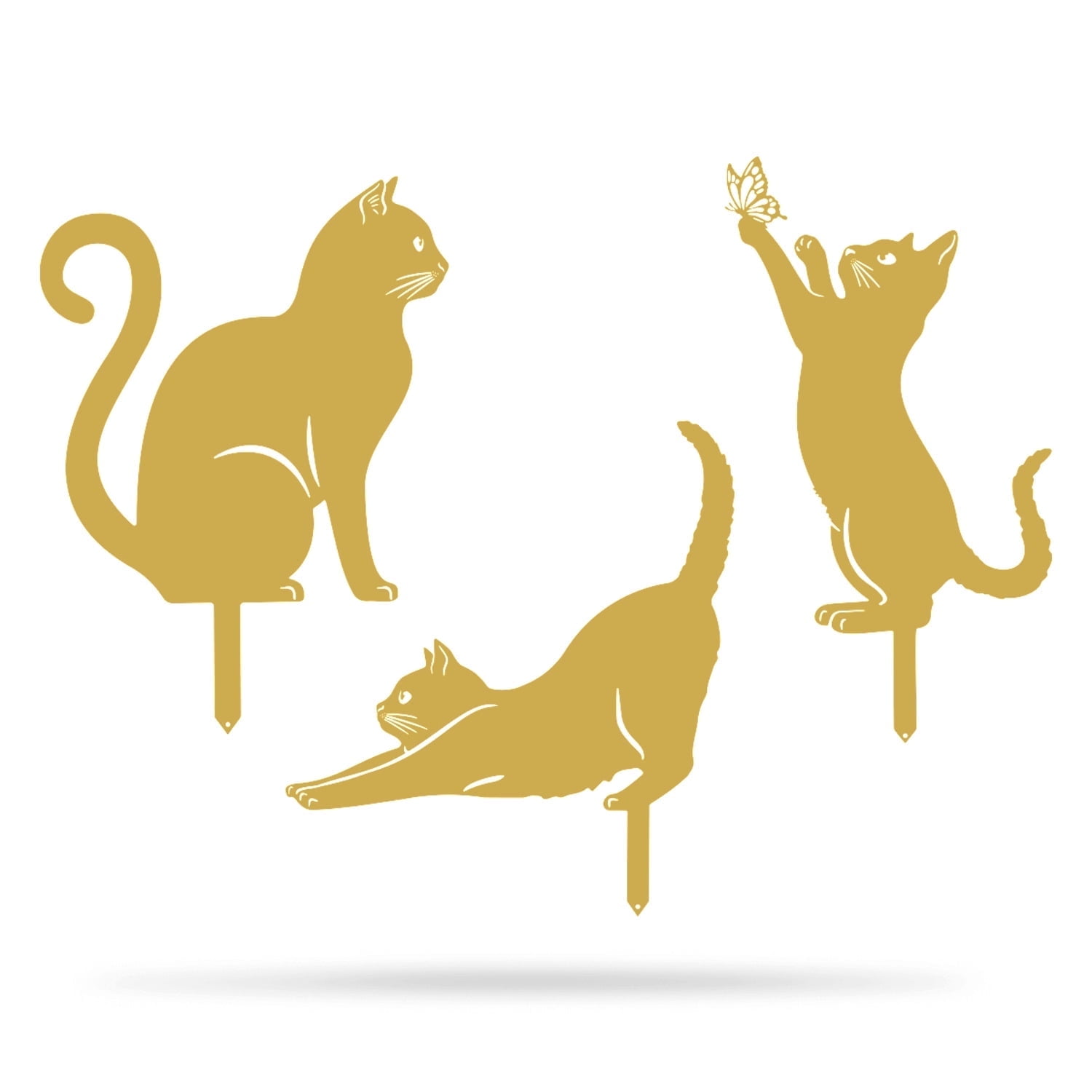 RealSteel Garden Art Cats 3-Pack – Whimsical Metal Cat Silhouettes for ...