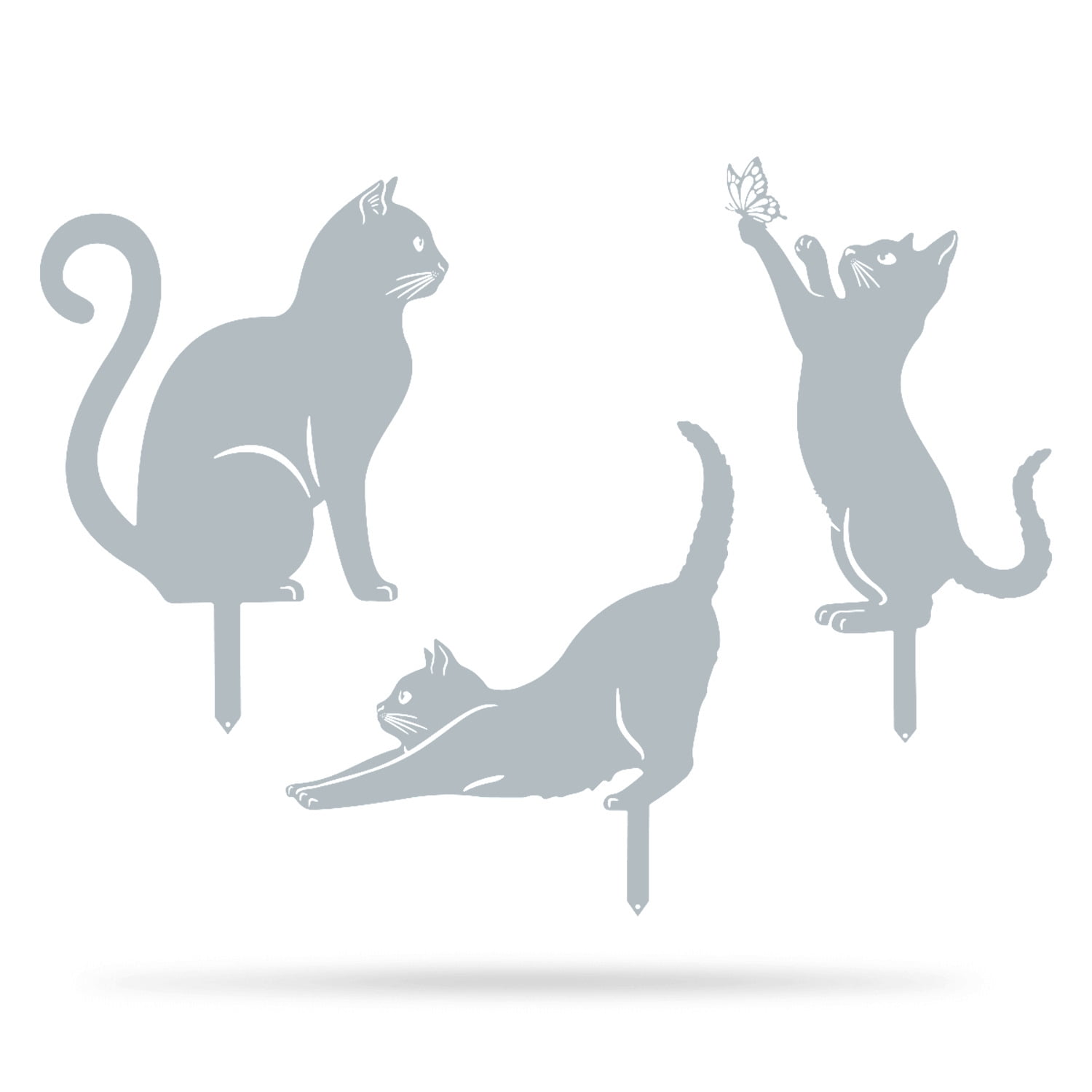 RealSteel Genuine Brand Garden Art Cats 3-Pack – Whimsical Metal Cat ...