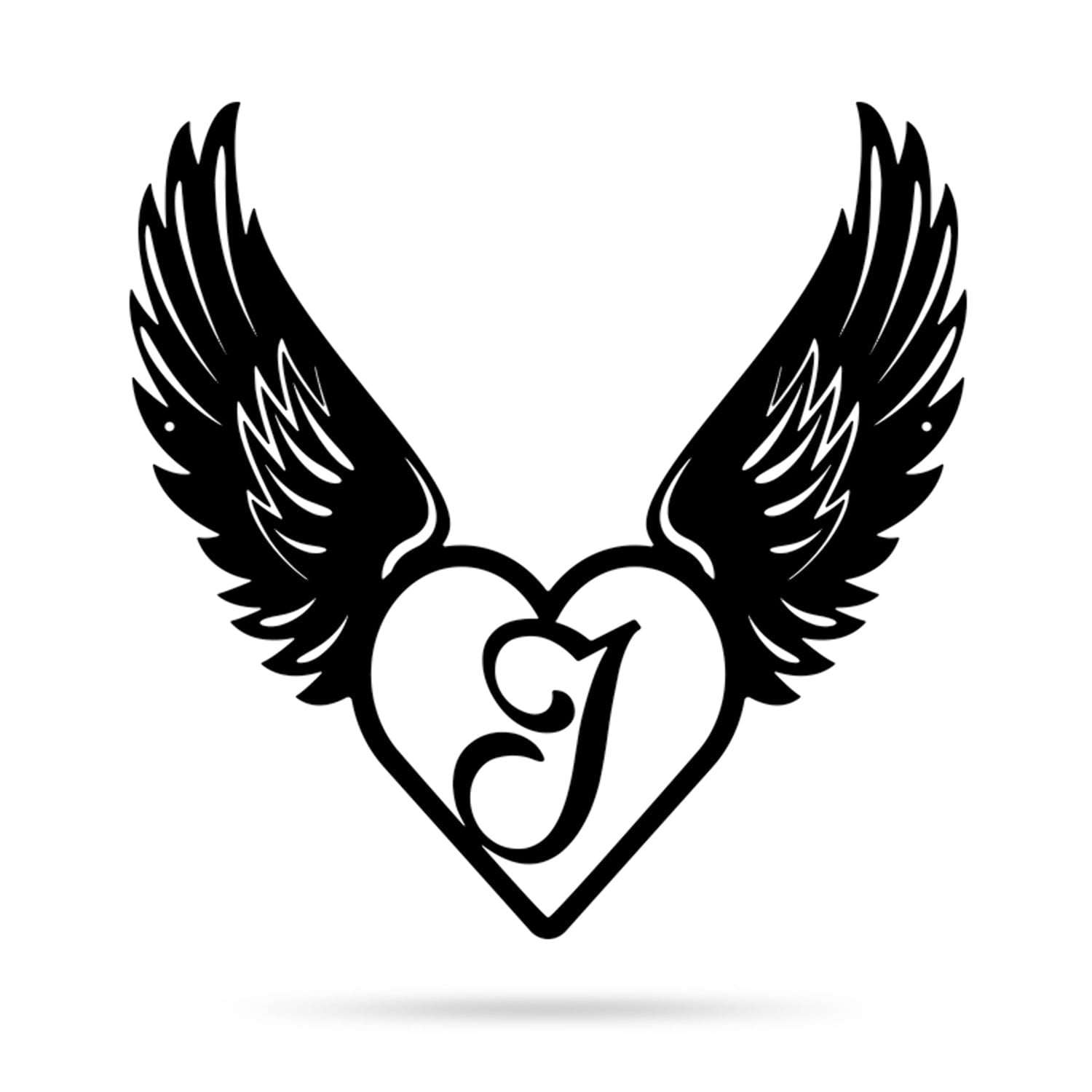 RealSteel Heart with Angel Wings Monogram – Metal Wall Art with Custom ...