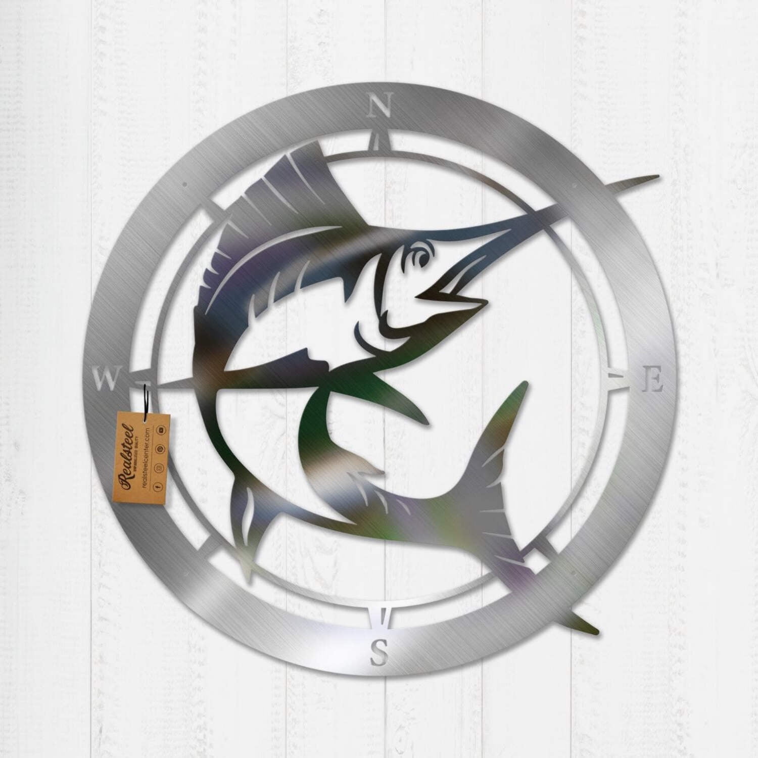RealSteel Marlin Compass Wall Art | Fishing Decor | Metal Wall Art ...