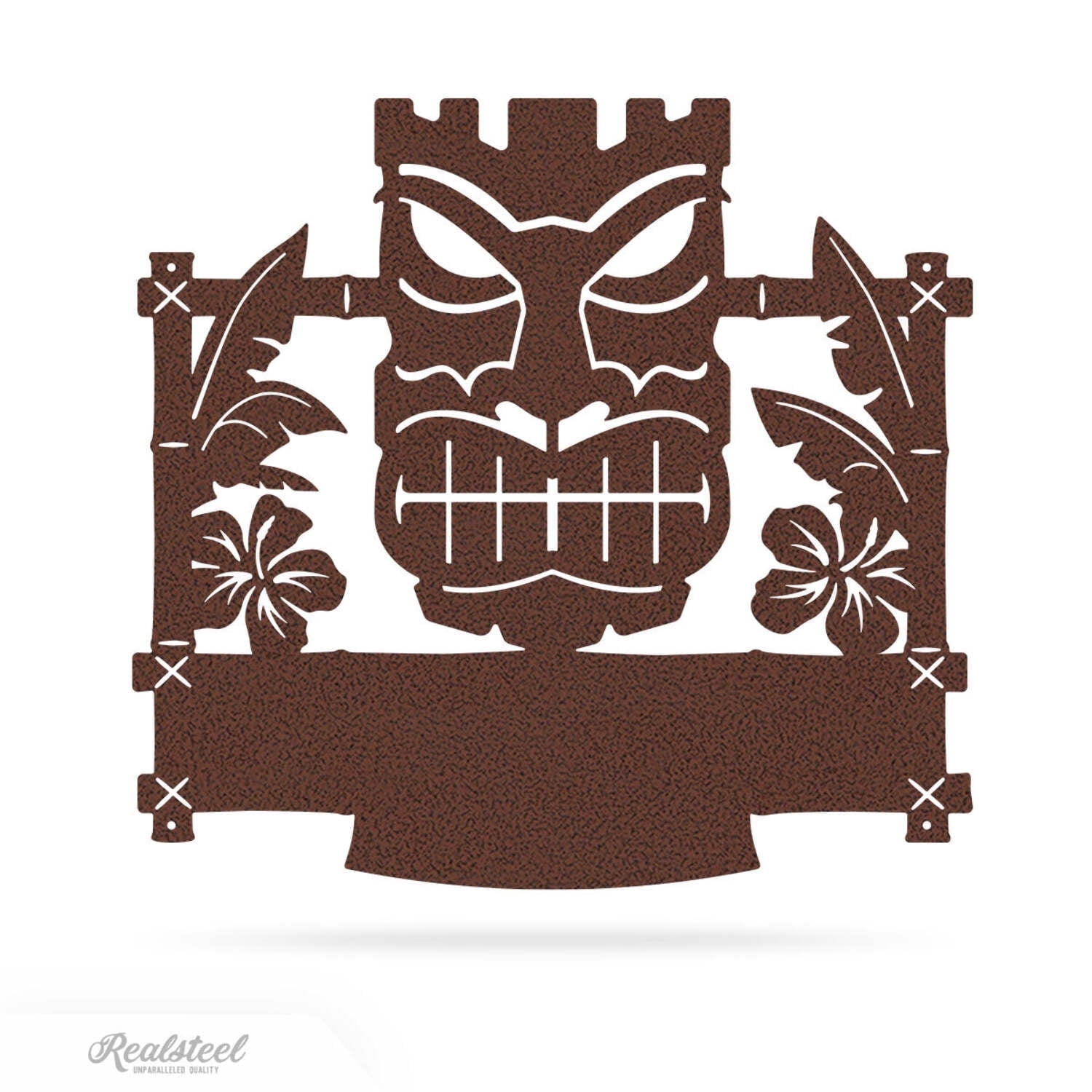 RealSteel Tiki Mask Monogram – Personalized Tropical Metal Wall Art for ...