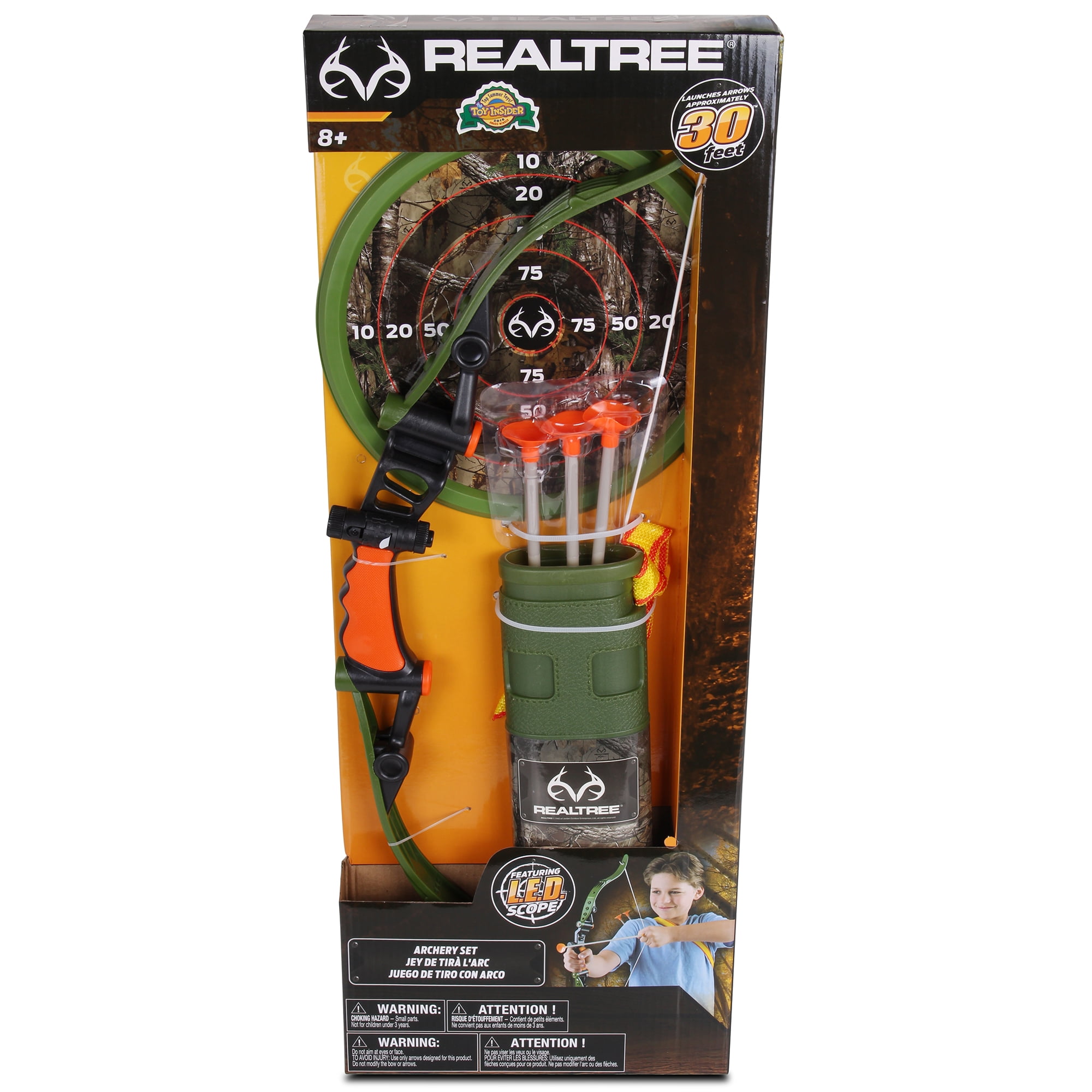 RealTree: Archery Set 25"Bow & Adjustable Quiver - Green/Orange NKOK, LED Scope, 3 Suction Tip ...