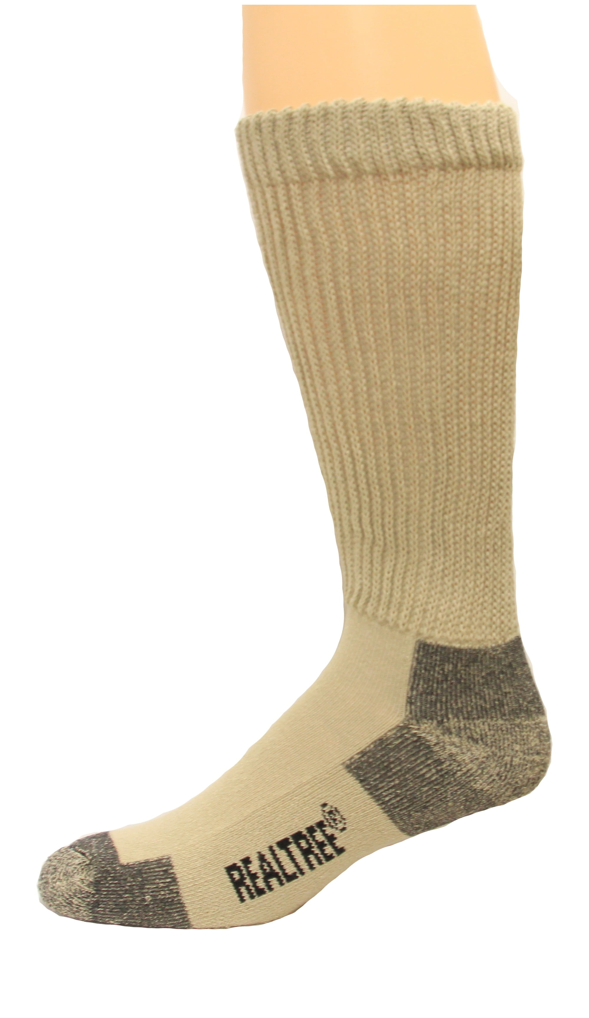 RealTree Non-Binding Boot Socks, 1 Pair, Large (M 9-13), Khaki ...