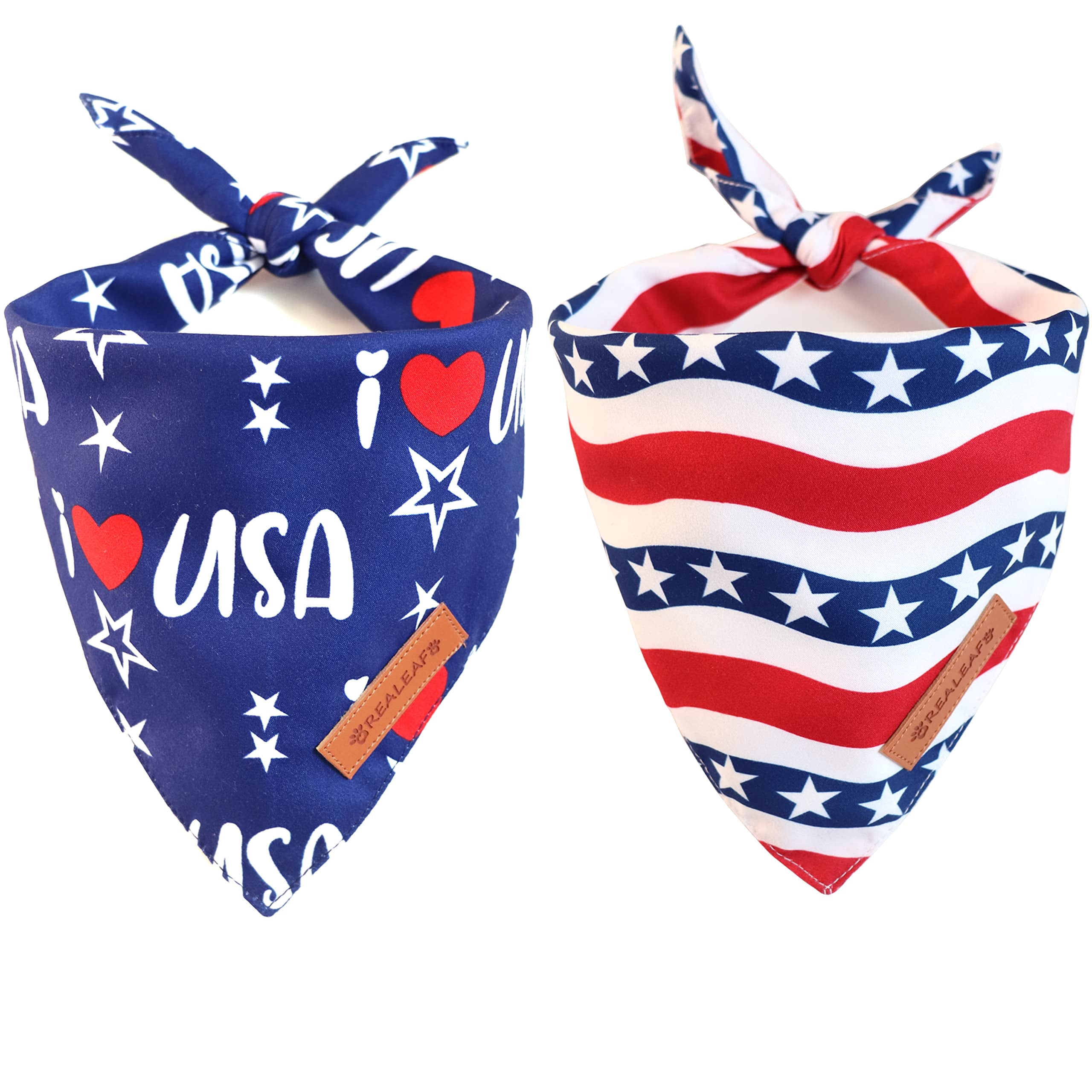Realeaf 4th of July Bandanas 2 AIS1 Pack, Triangle Reversible American ...