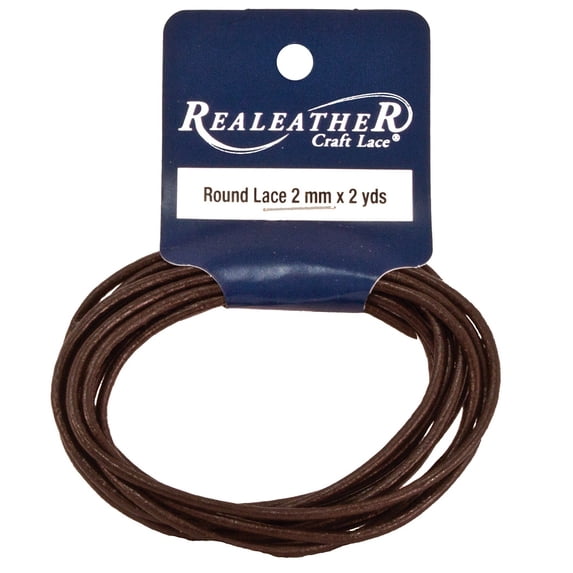 Realeather Round Leather Lace, Brown, 2mm x 72" - Walmart.com